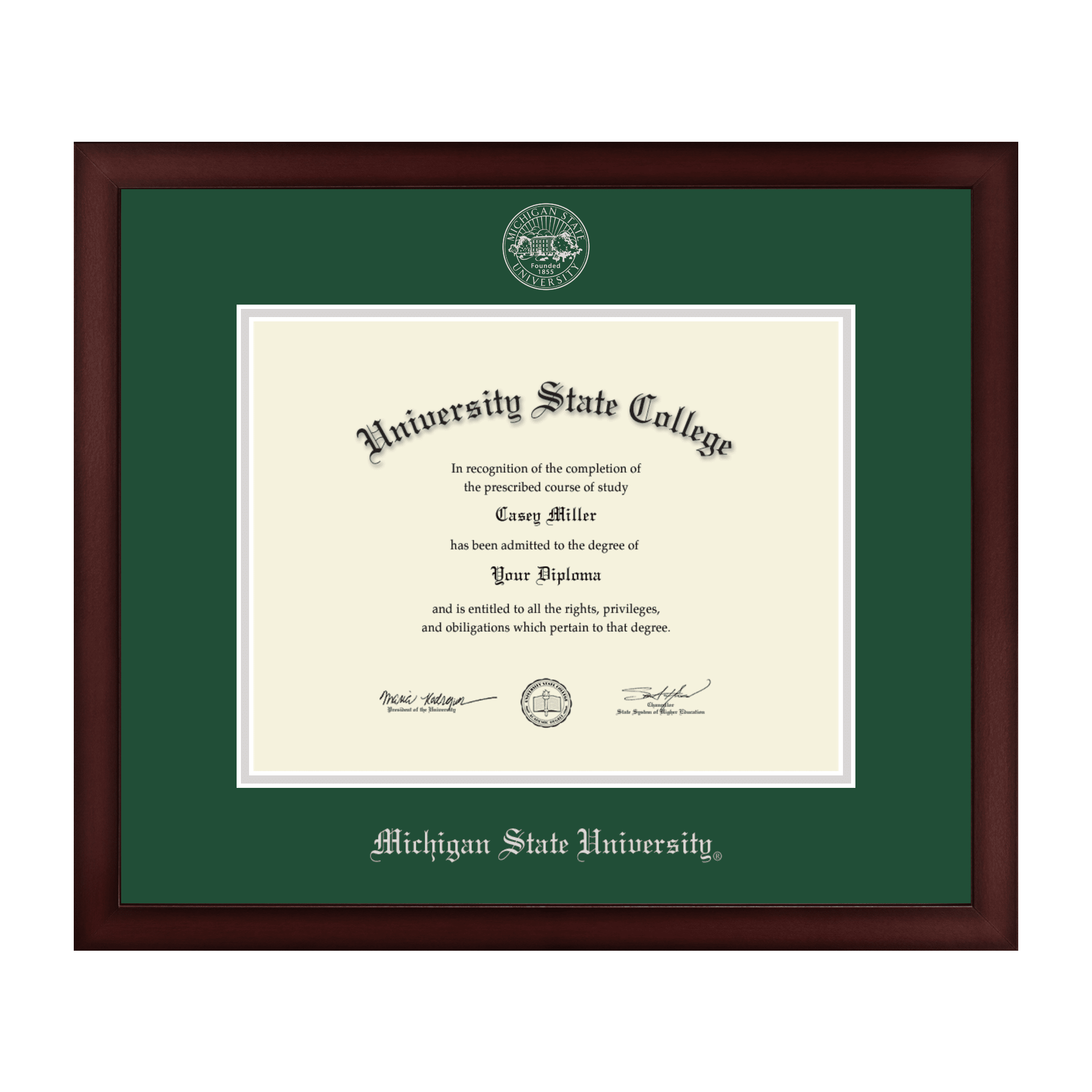 Framerly - MSU Diploma Frame with Tartan Green and Silver Mat - Walmart.com