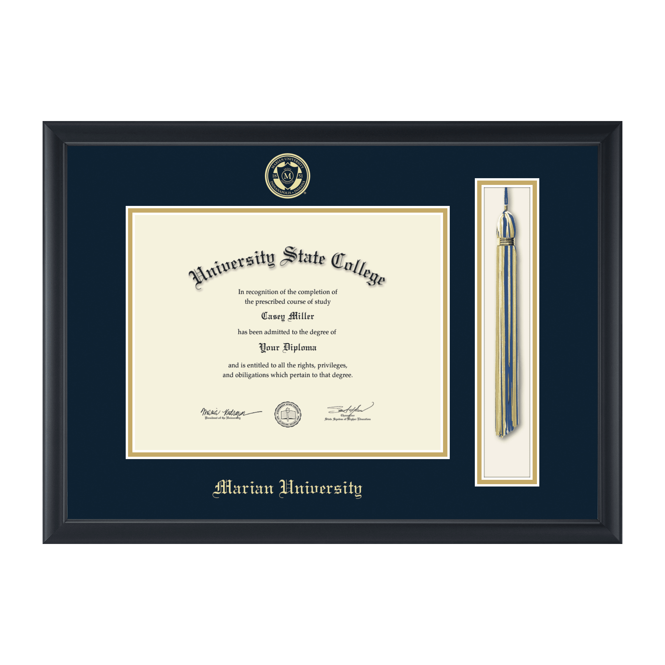 Framerly - Marian Tassel Diploma Frame with Navy and Gold Mat - Walmart.com