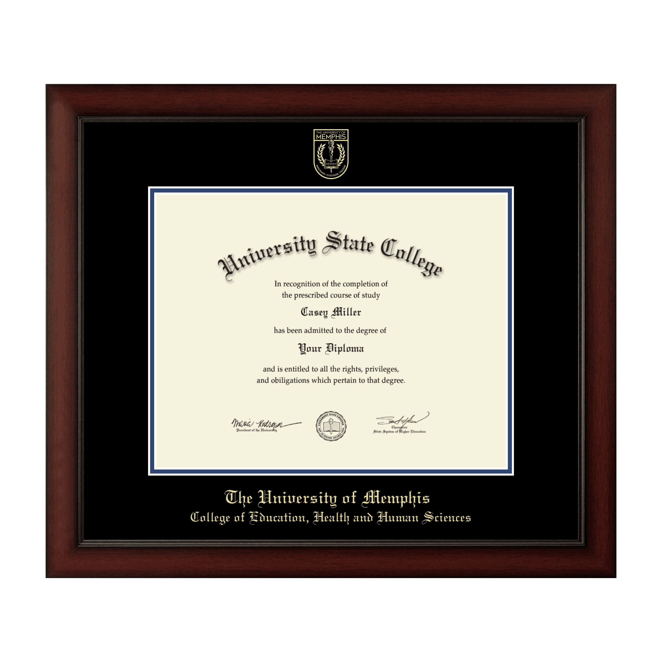 Framerly - Memphis Education Diploma Frame with Black and Royal Blue ...