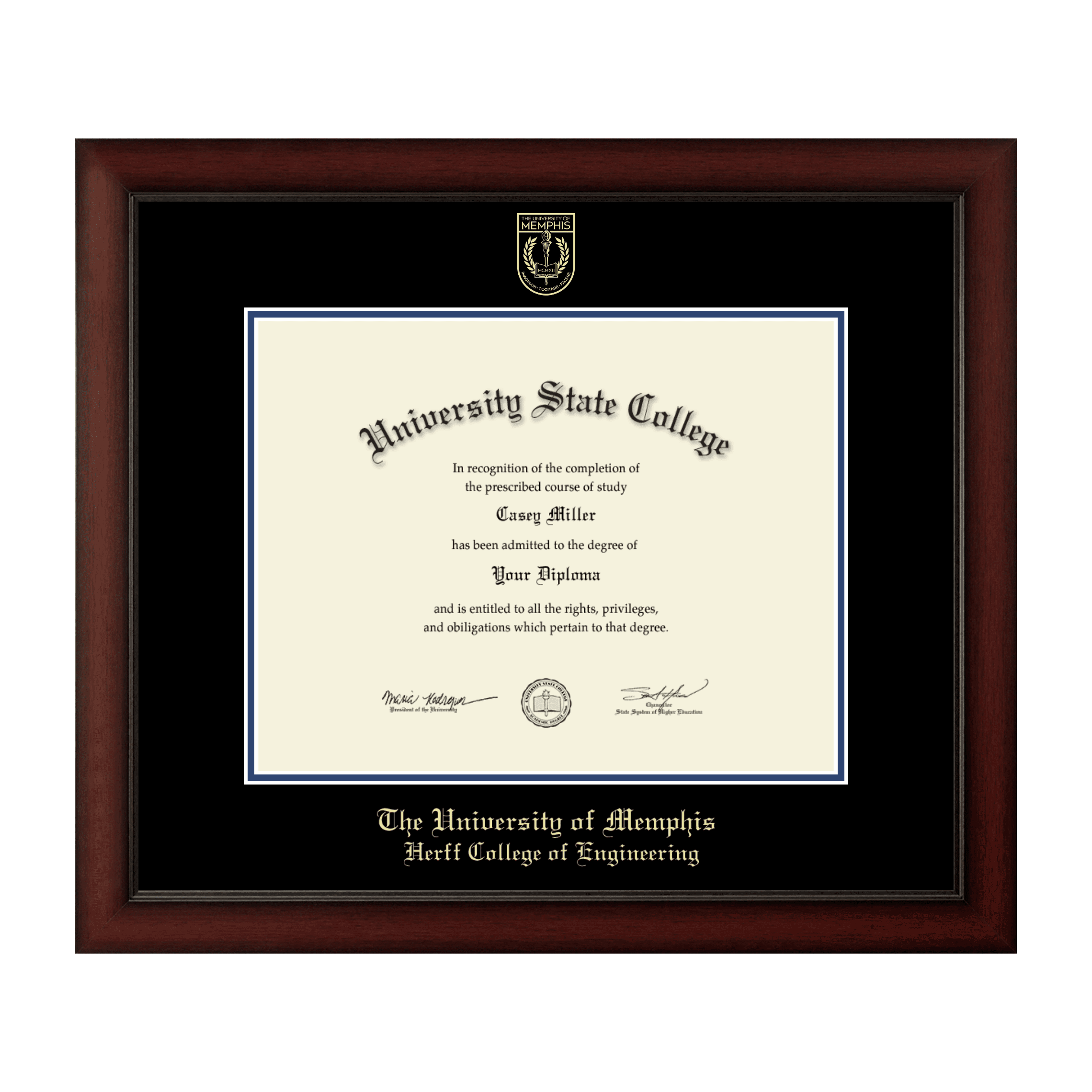 Framerly - Memphis Engineering Diploma Frame with Black and Royal Blue ...