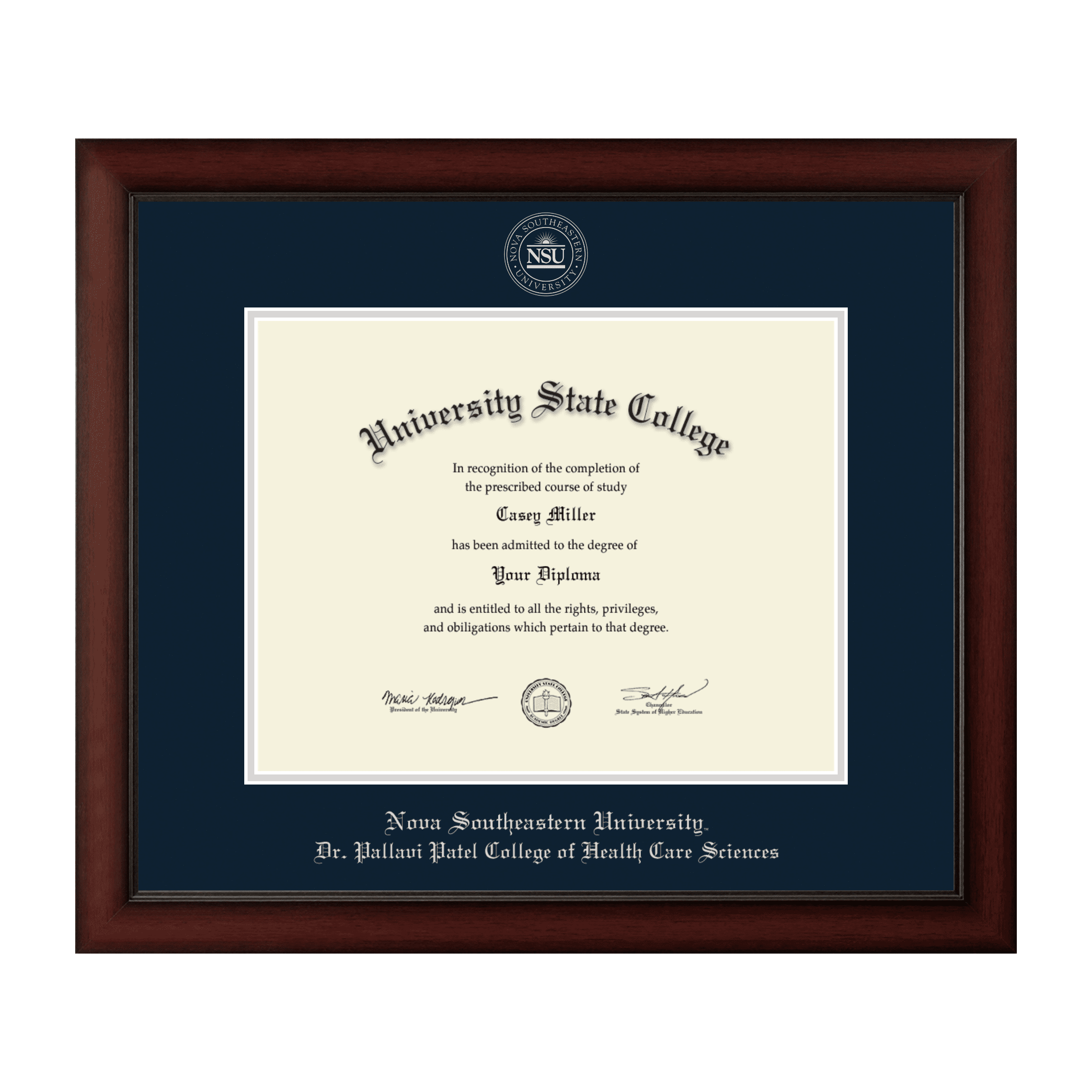 Framerly - NSU Health Diploma Frame with Navy and Silver Mat - Walmart.com