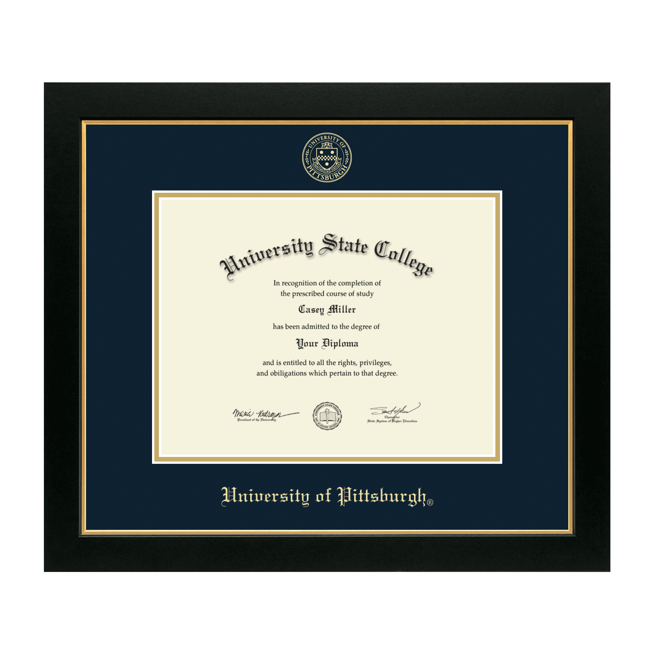Framerly - PITT Diploma Frame with Navy and Gold Mat - Walmart.com