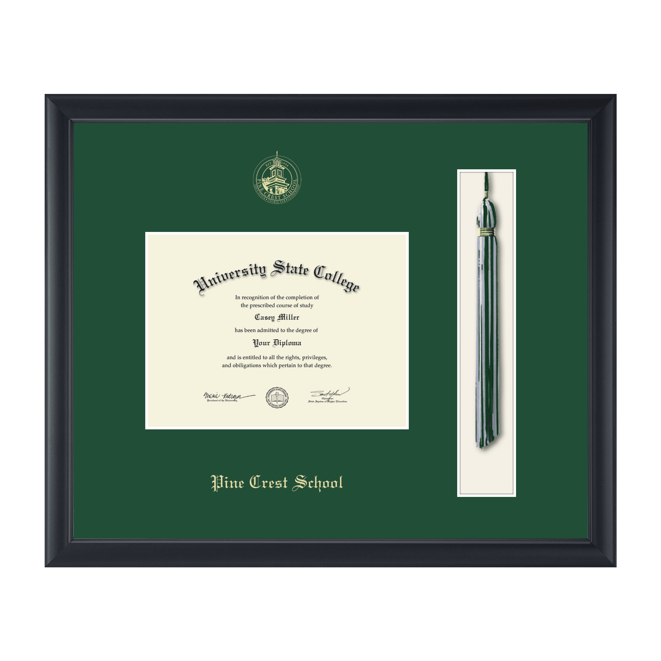 Framerly - Pine Crest School Tassel Diploma Frame In Black Moulding ...