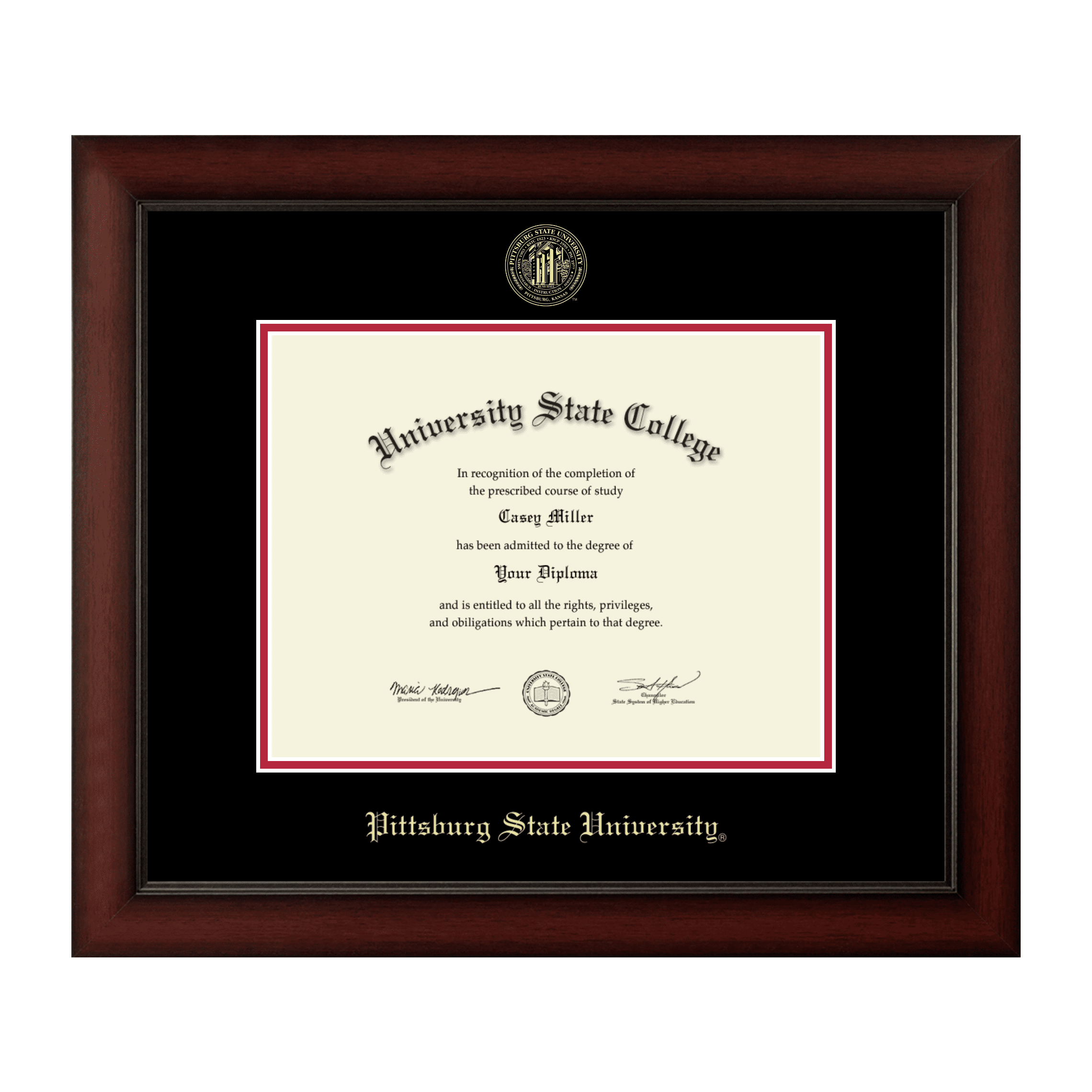 Framerly - Pittsburg State Diploma Frame with Black and Red Mat ...
