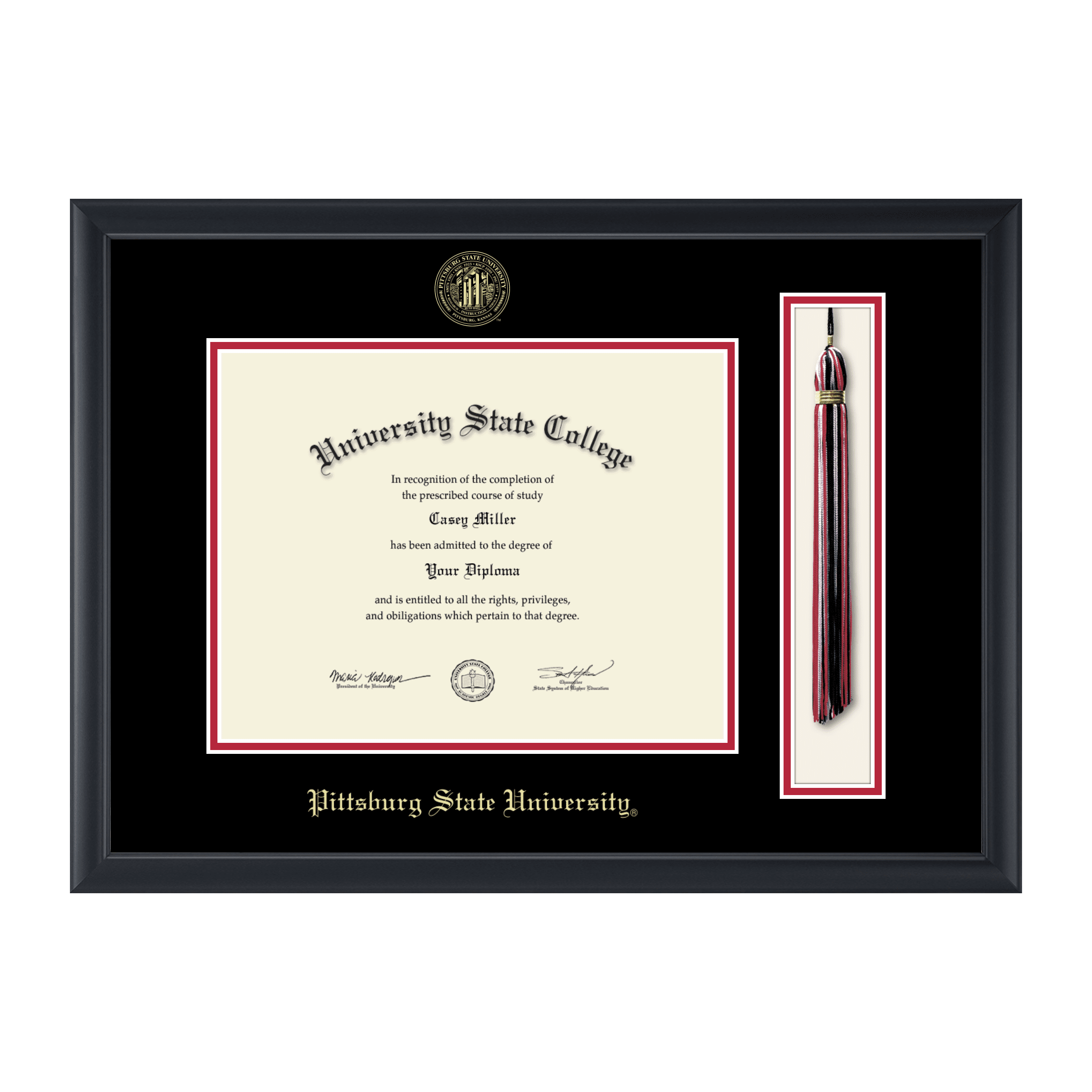 Framerly - Pittsburg State Tassel Diploma Frame with Black and Red Mat ...