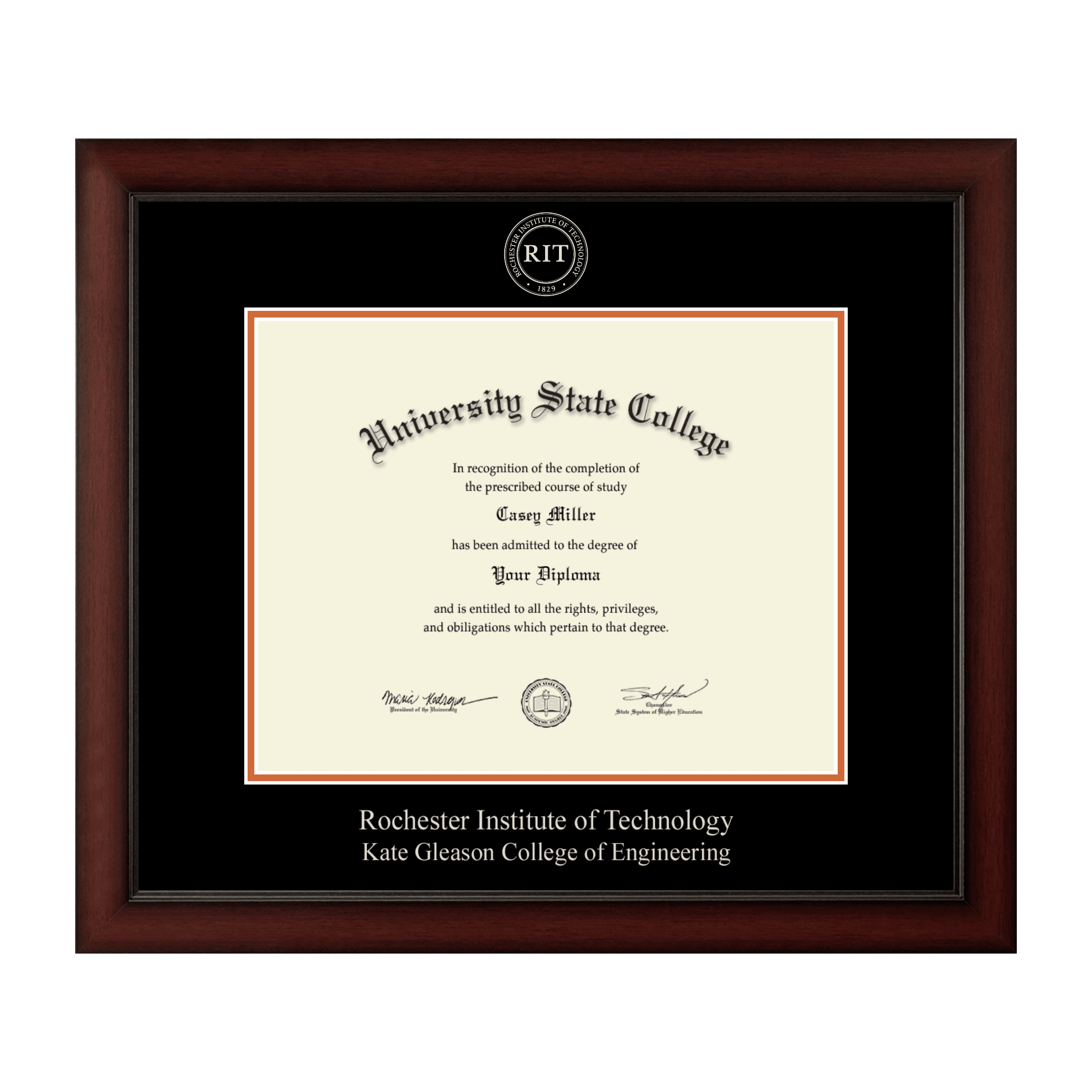 Framerly - RIT Engineering Diploma Frame with Black and Orange Mat ...