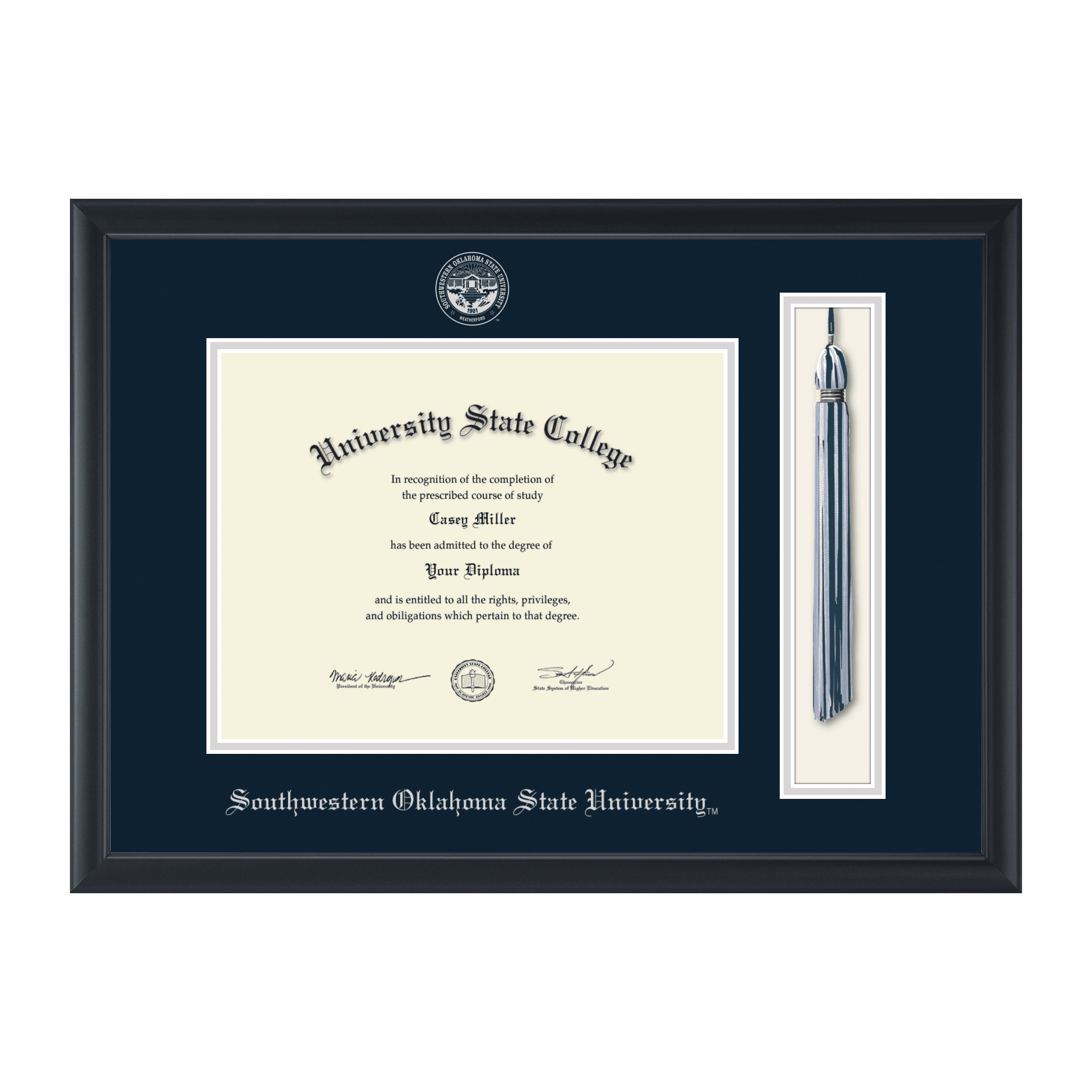 Framerly - SWOSU Tassel Diploma Frame with Navy and Silver Mat ...