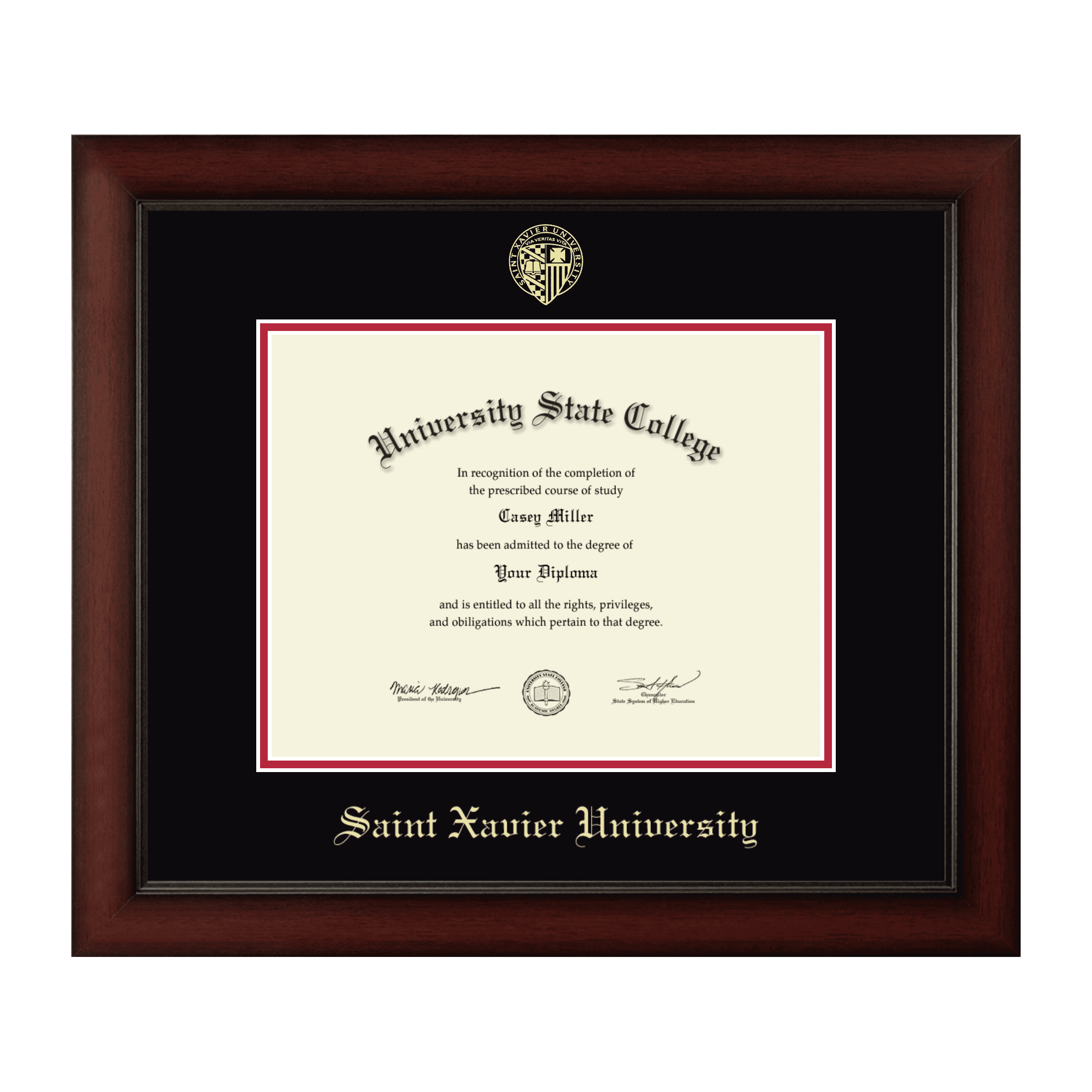 Framerly - SXU Saint Xavier Univ., EMBOSSED Paxton, Black Red , 8.5X11 ...