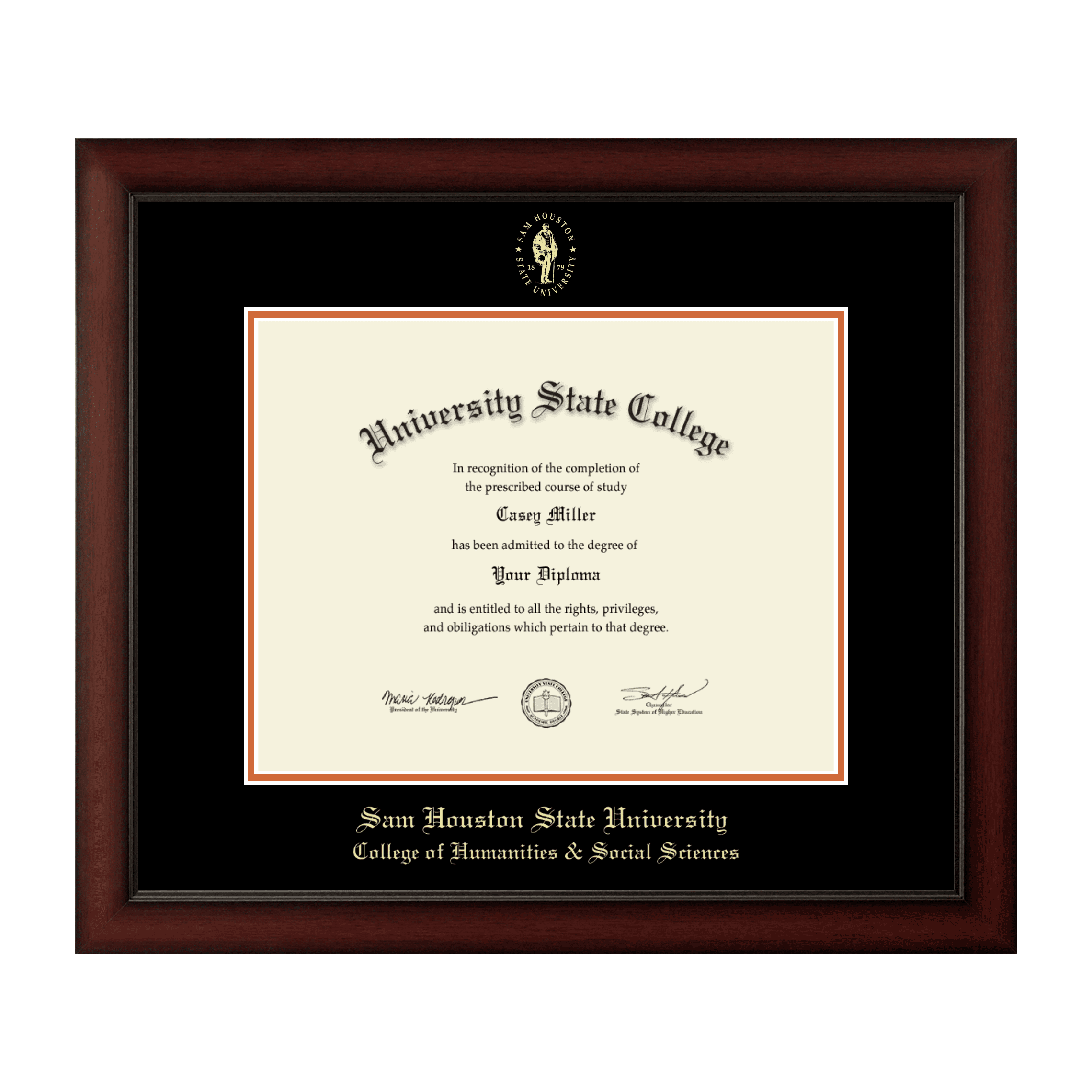Framerly - SHSU Social Work Diploma Frame with Black and Bright Orange ...