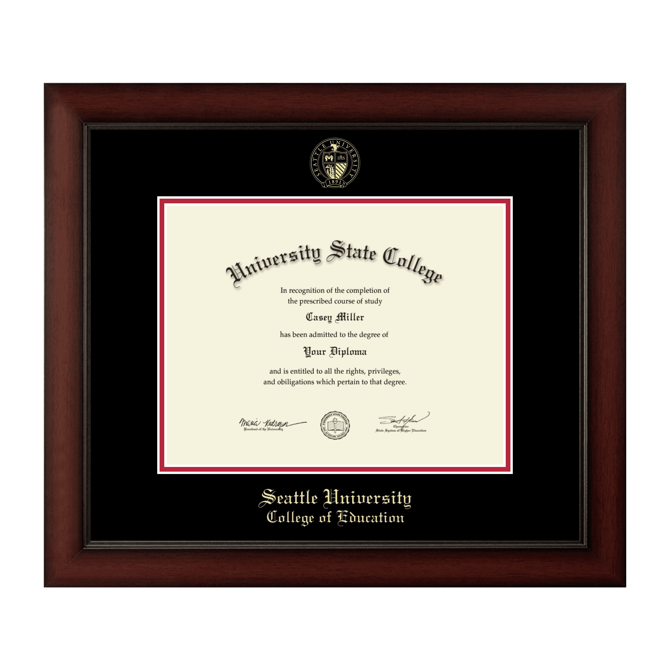 Framerly - Seattle Education Diploma Frame with Black and Red Mat ...