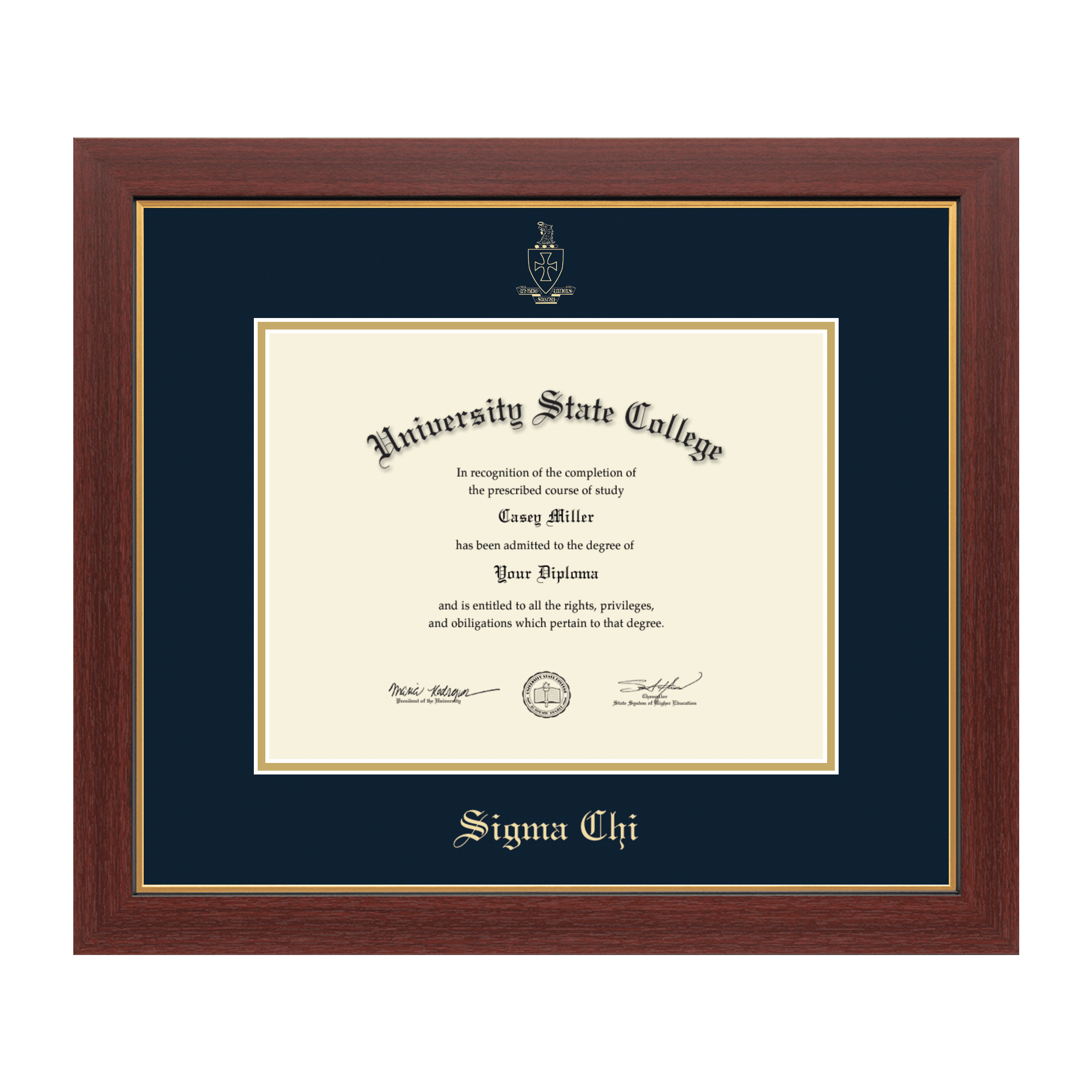 Framerly - Sigma Chi Fraternity Certificate Frame with Navy and Gold ...