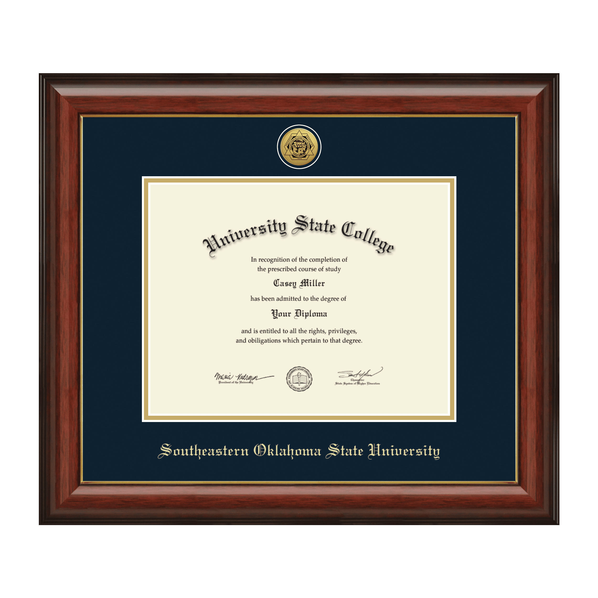 Framerly - Southeastern Oklahoma State Diploma Frame with Navy and Gold ...