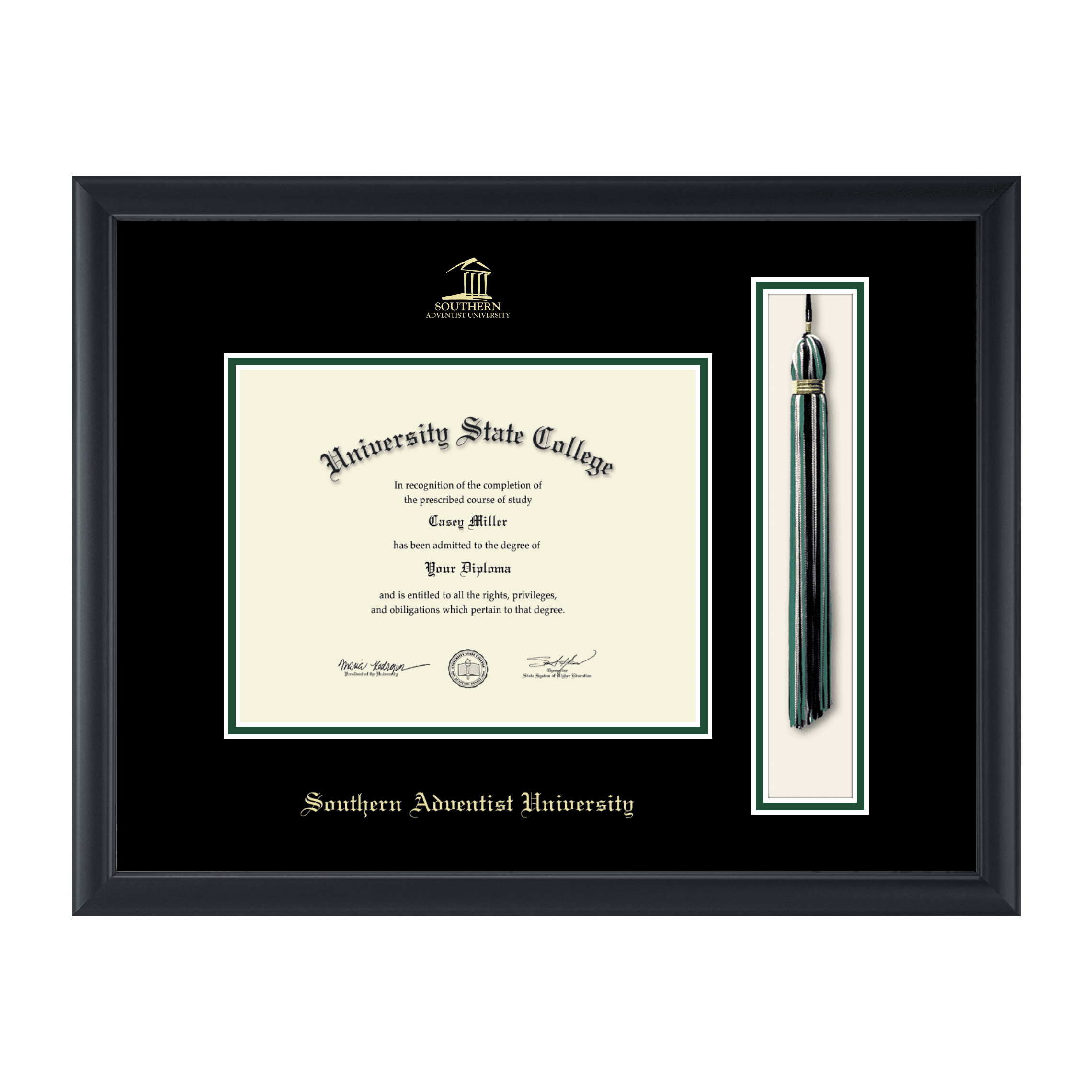 Framerly - Southern Adventist Tassel Diploma Frame In Black Moulding ...