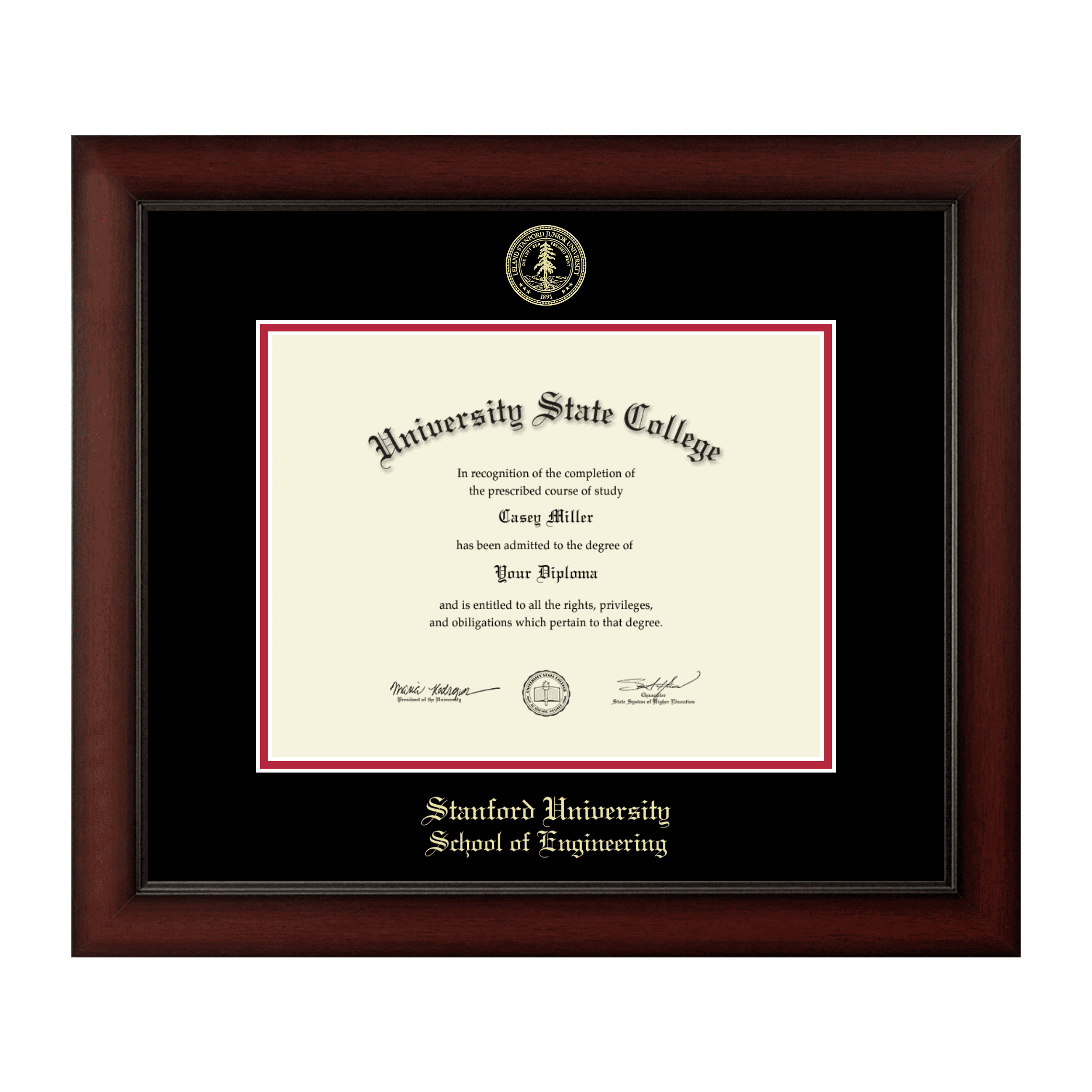 Framerly - Stanford Engineering Diploma Frame with Black and Red Mat ...