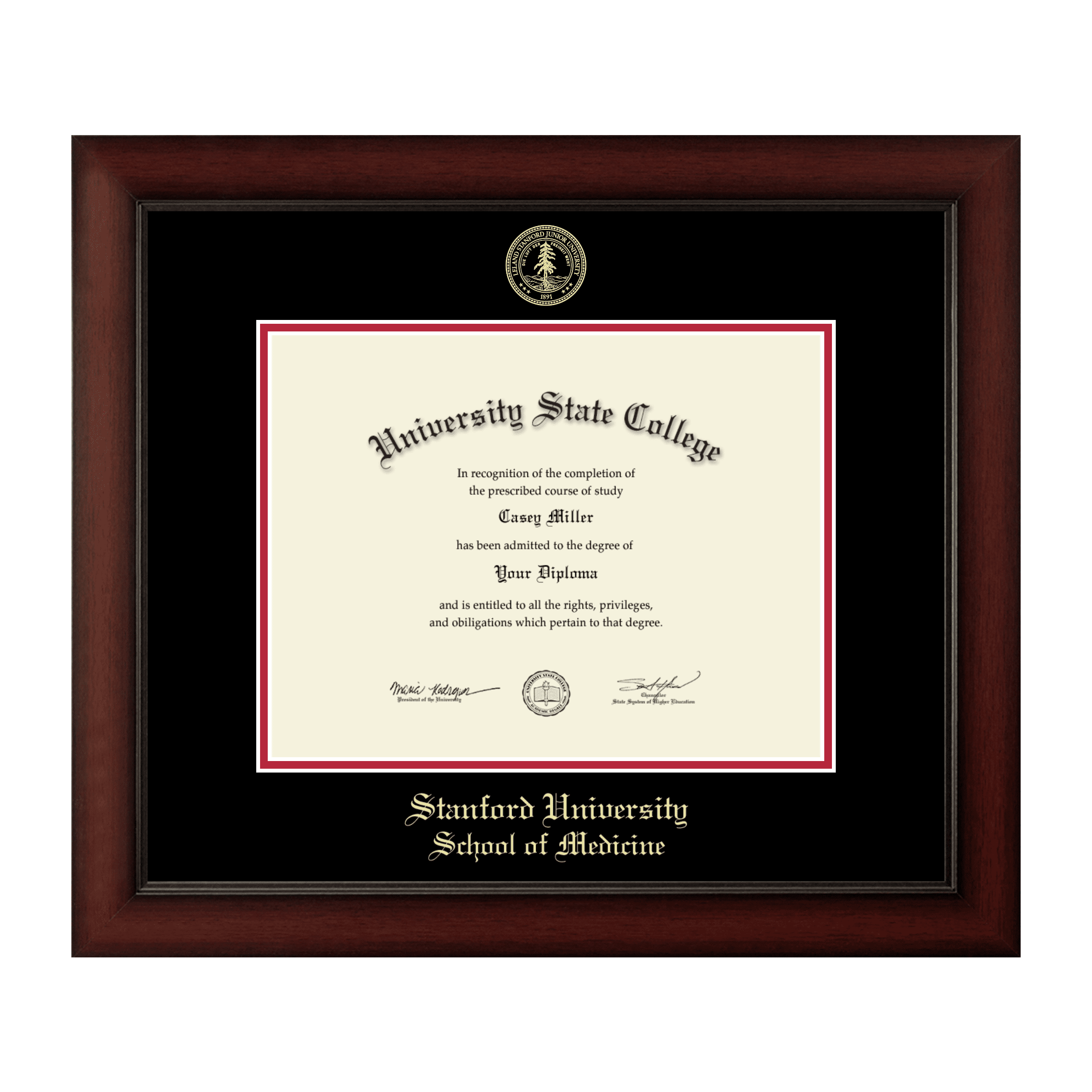Framerly - Stanford Medicine Diploma Frame with Black and Red Mat ...