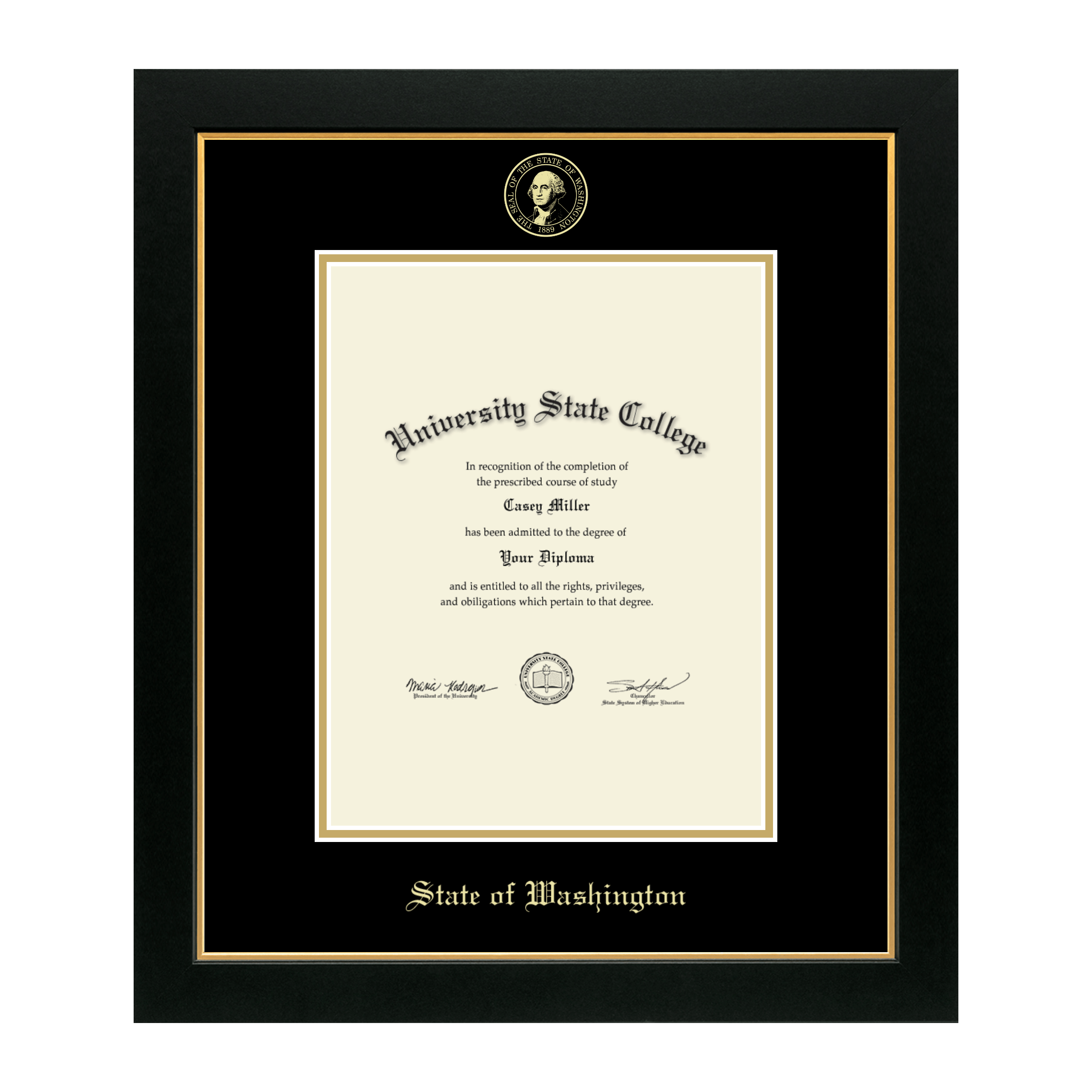 Framerly - State of Washington 8.5w x 11h Certificate Frame - Gold ...
