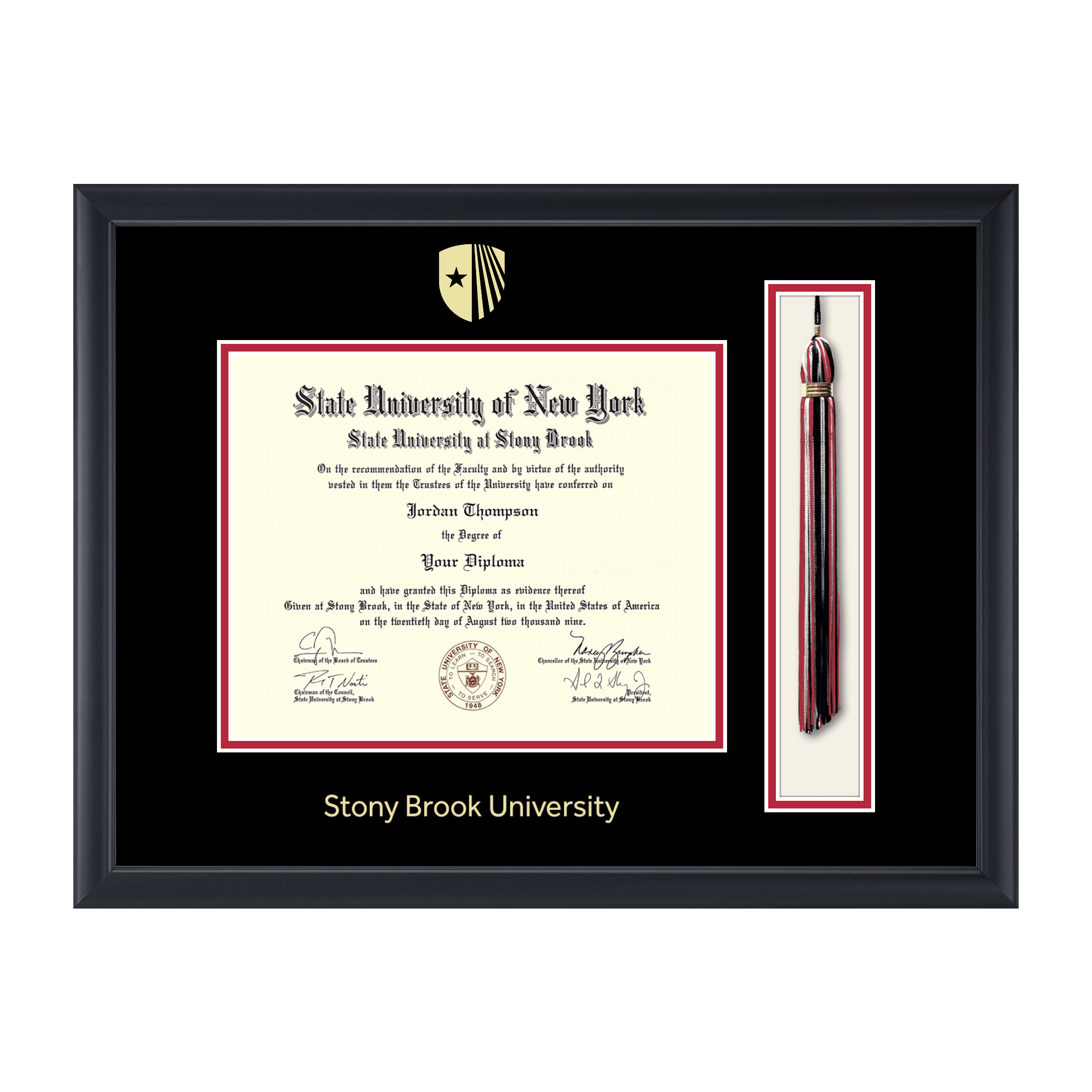Framerly - Stony Brook Tassel Diploma Frame with Black and Red Mat ...