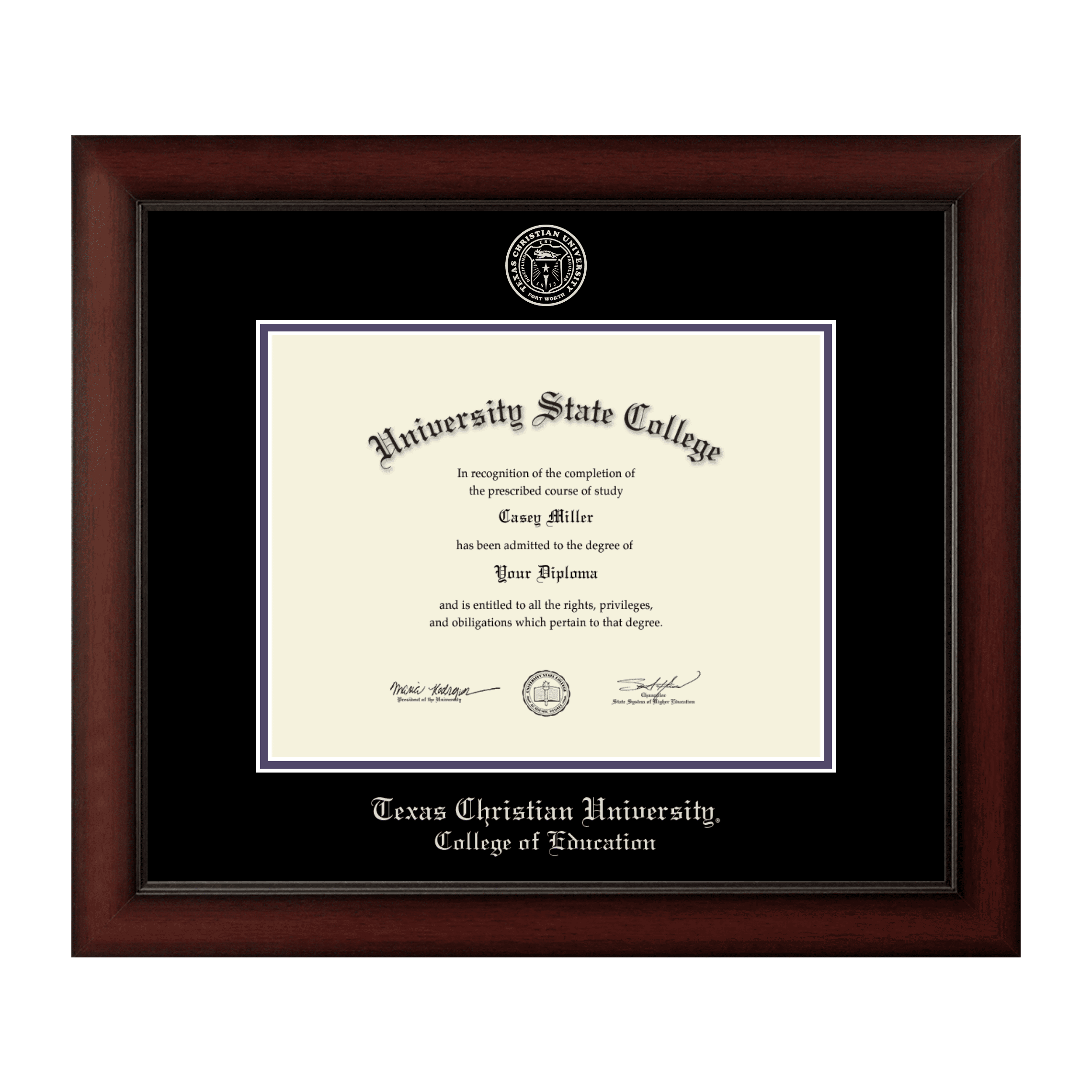 Framerly - TCU Education Diploma Frame with Black and Purple Mat ...