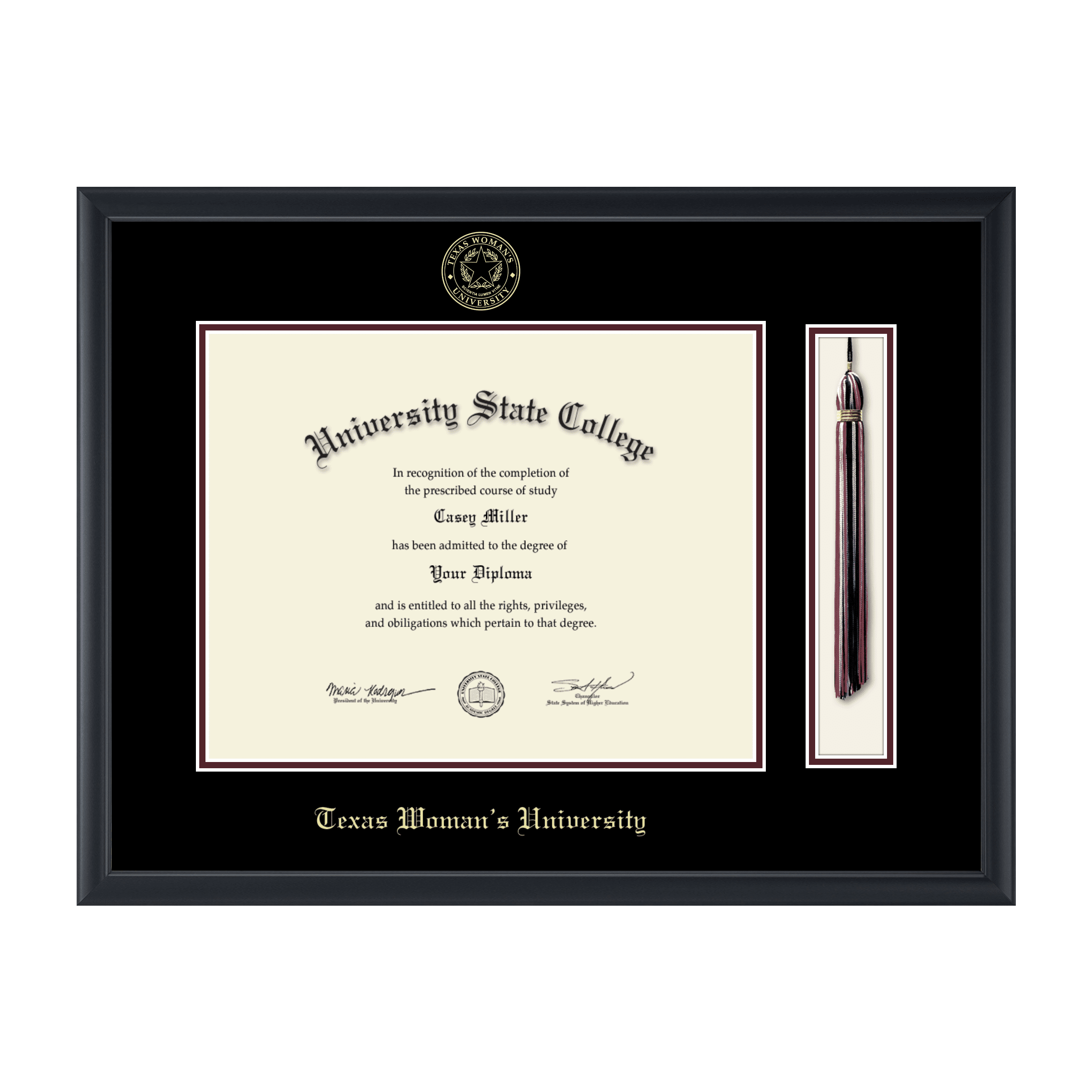 Framerly - TWU Tassel Diploma Frame with Black and Maroon Mat - Walmart.com