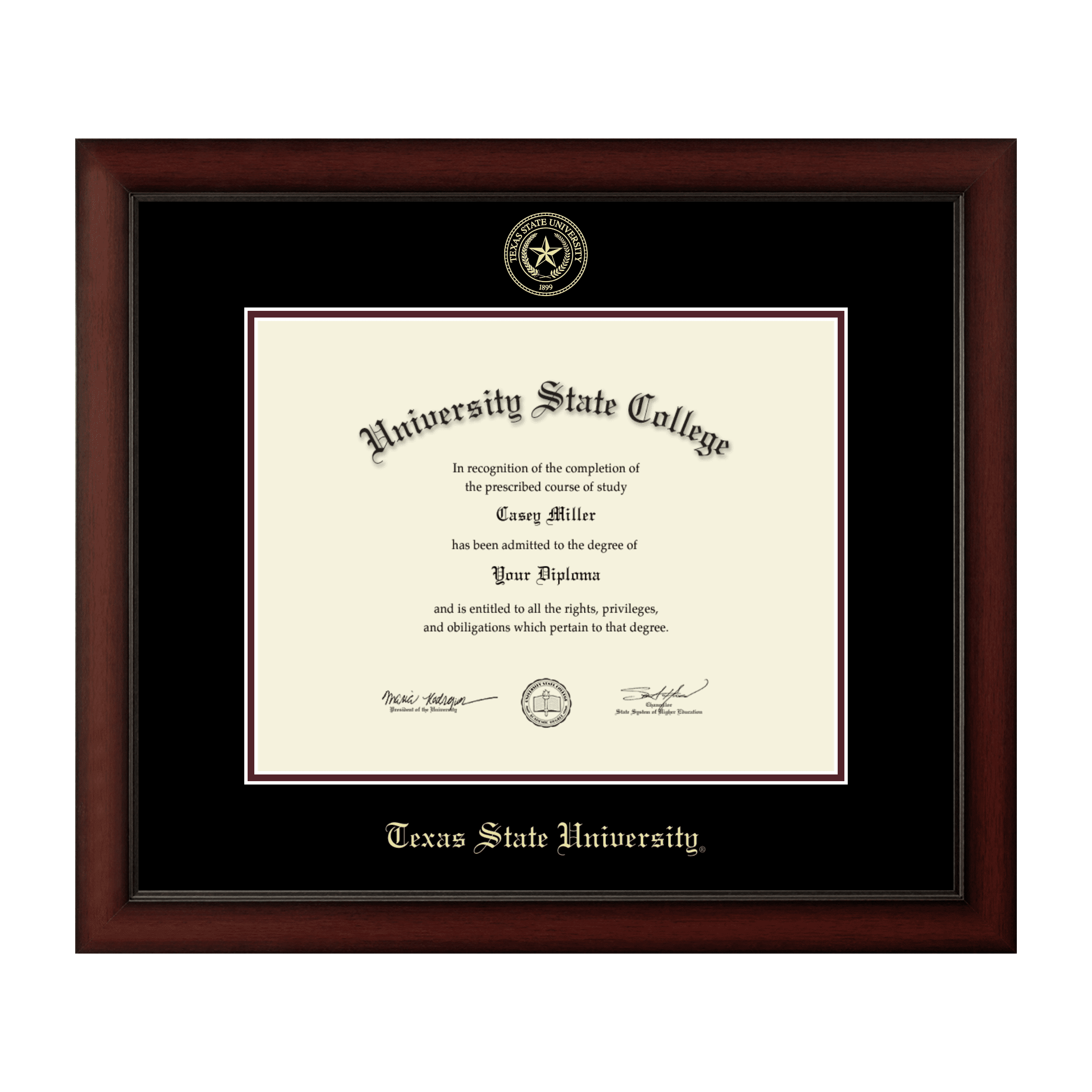 Framerly - Texas State Diploma Frame with Black and Maroon Mat ...