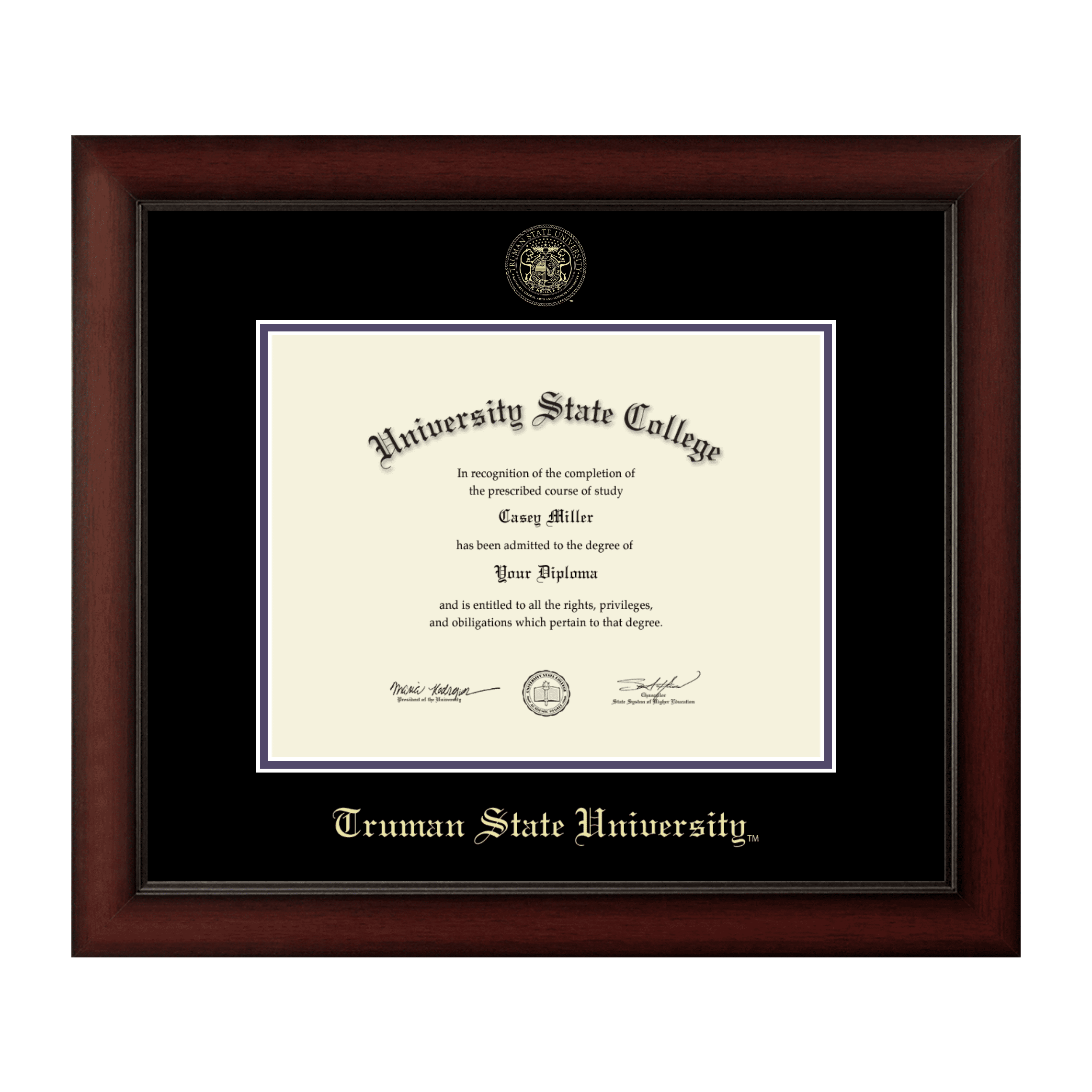 Framerly - Truman State Diploma Frame with Black and Purple Mat ...