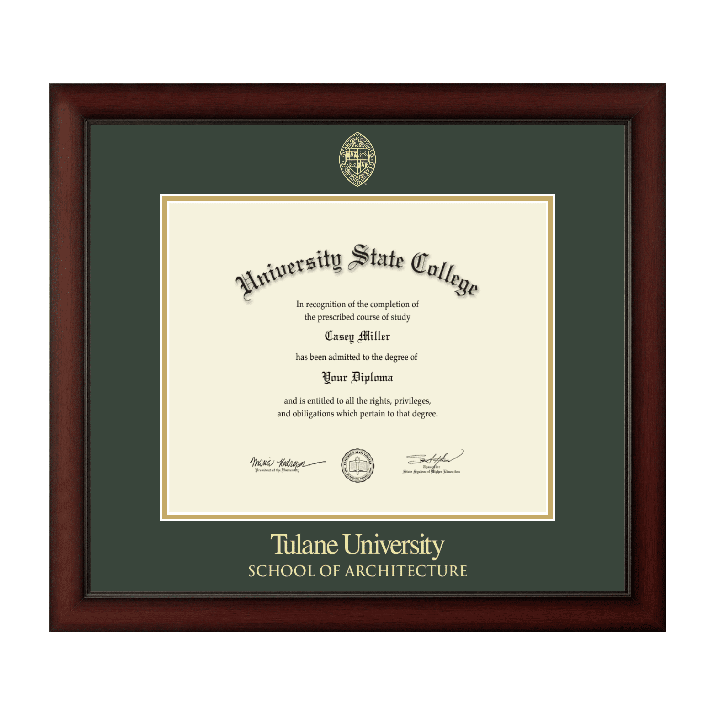 Framerly - Tulane Architecture Diploma Frame with Williamsburg Green ...