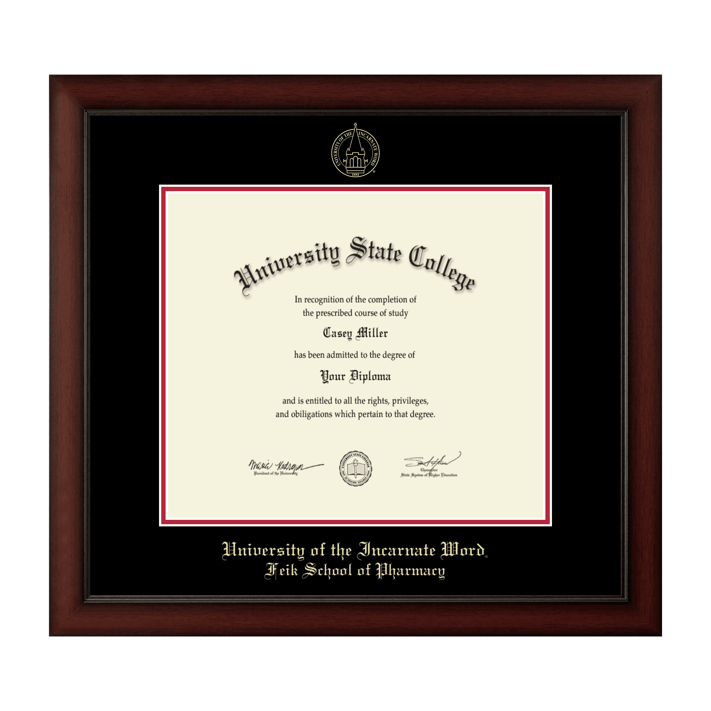 Framerly - UIW Pharmacy Diploma Frame with Black and Red Mat - Walmart.com