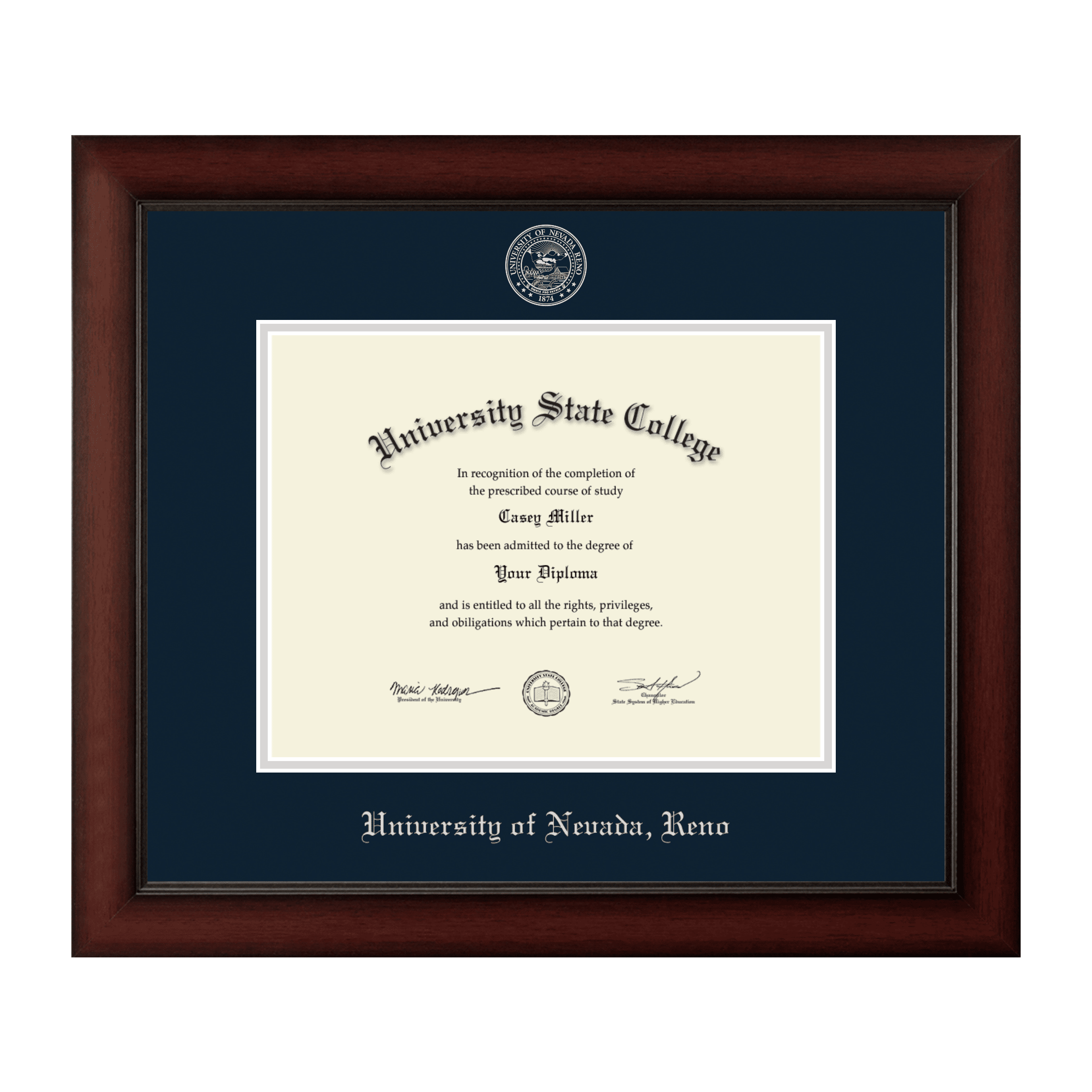 Framerly - UNR Diploma Frame with Navy and Silver Mat - Walmart.com