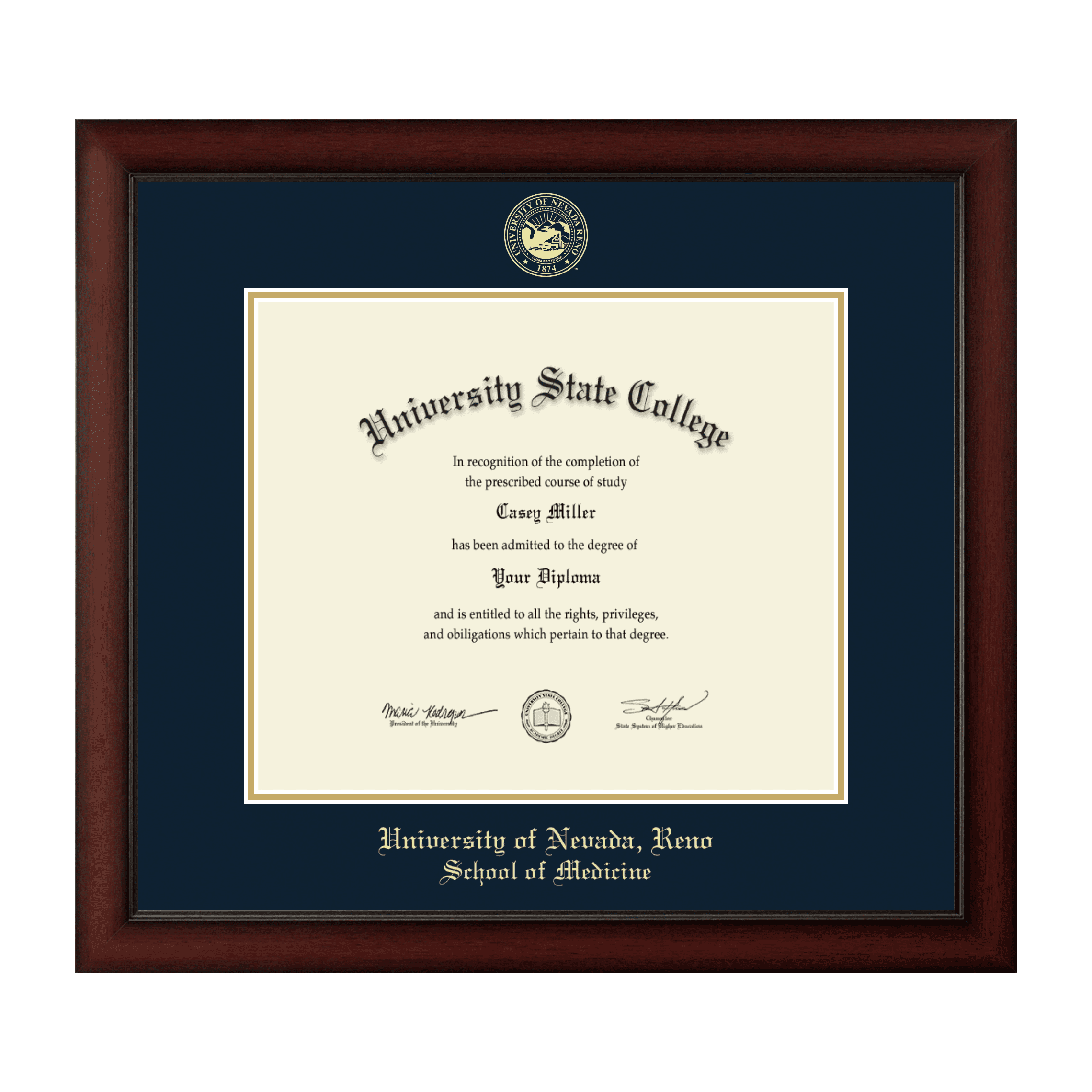 Framerly - UNR Medicine Diploma Frame with Navy and Gold Mat - Walmart.com