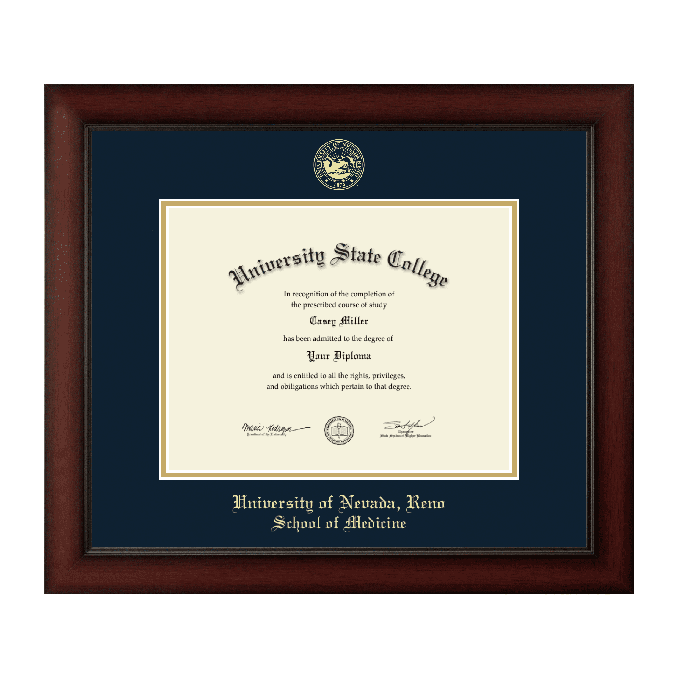 Framerly - UNR Medicine Diploma Frame with Navy and Gold Mat - Walmart.com