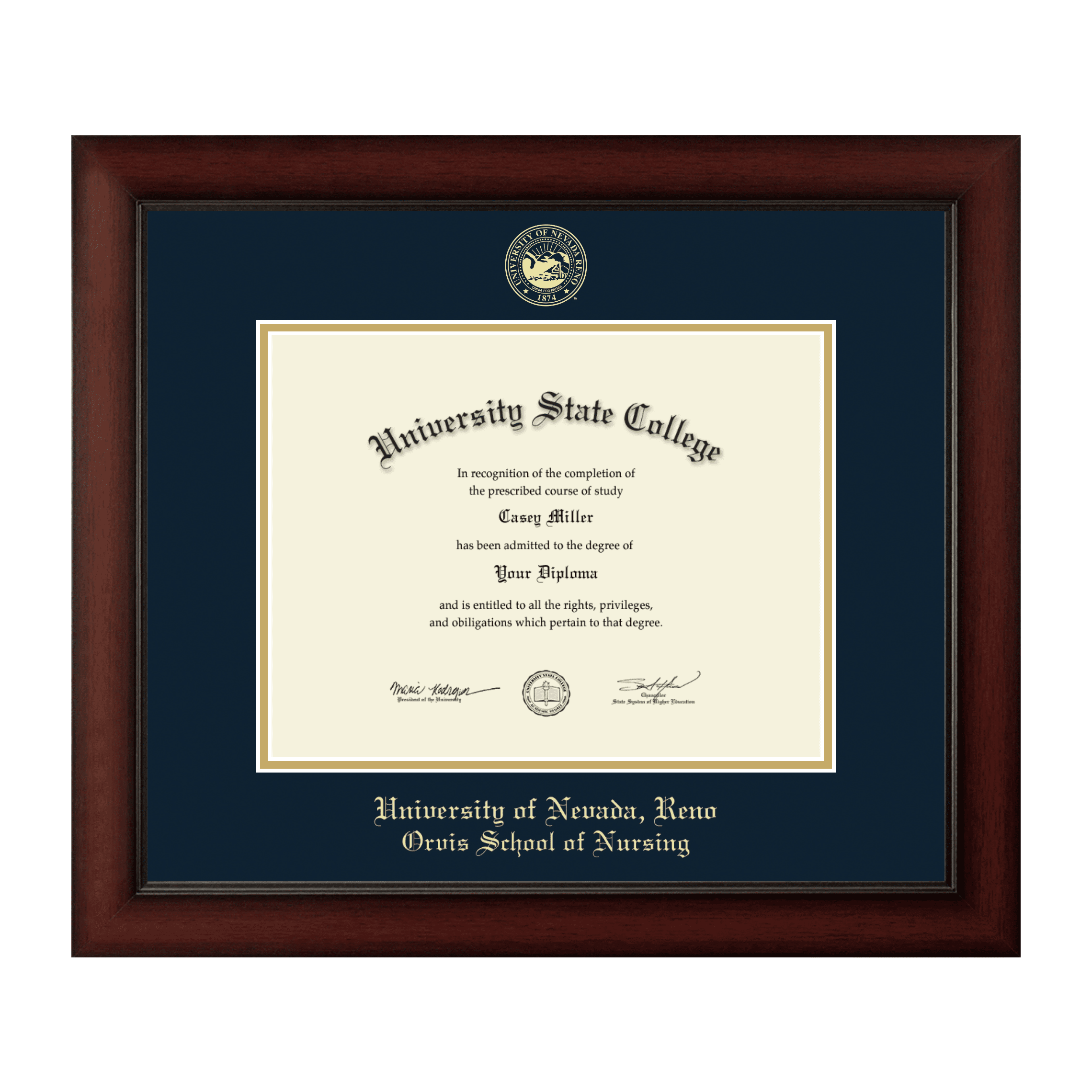 Framerly - UNR Nursing Diploma Frame with Navy and Gold Mat - Walmart.com