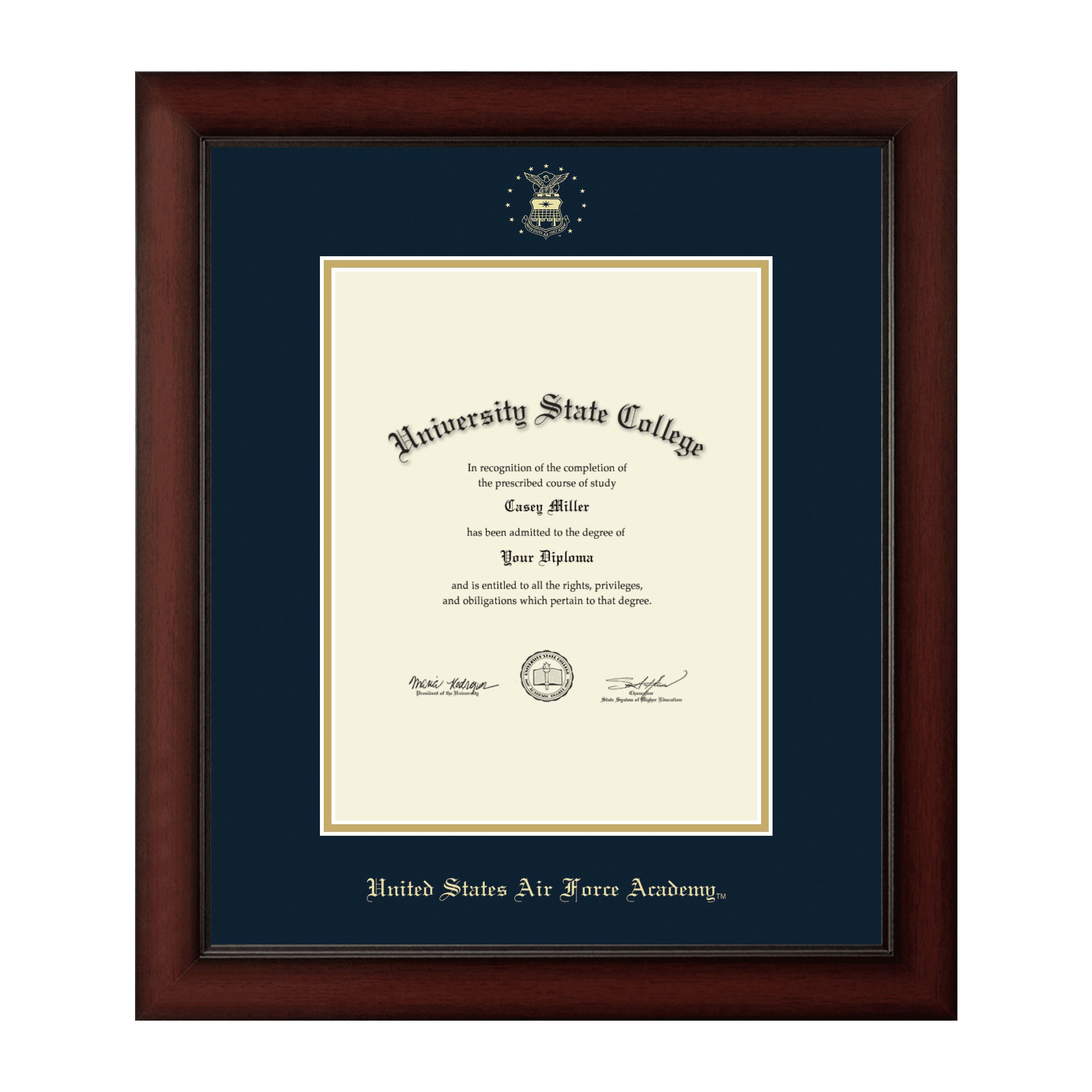 Framerly - USAFA Diploma Frame with Navy and Gold Mat - Walmart.com