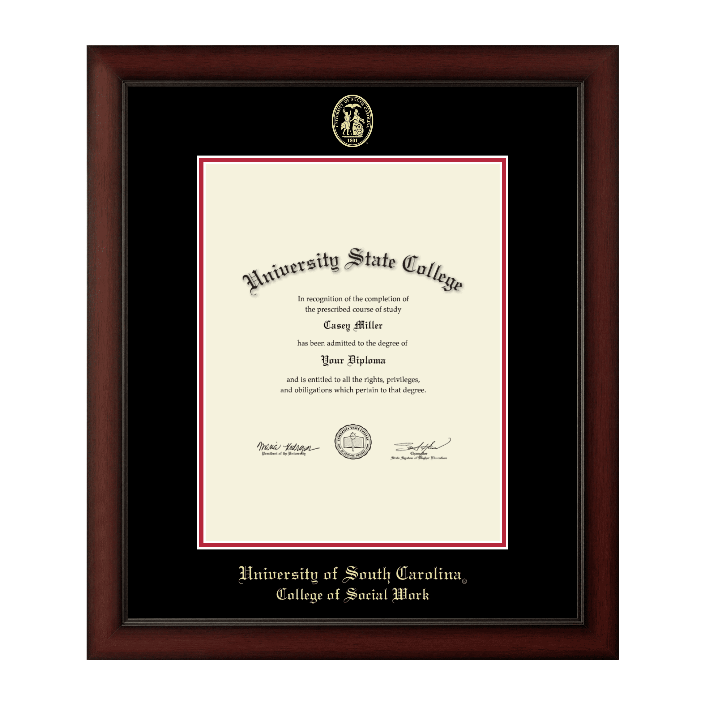 Framerly - USC Social Work Diploma Frame with Black and Red Mat ...