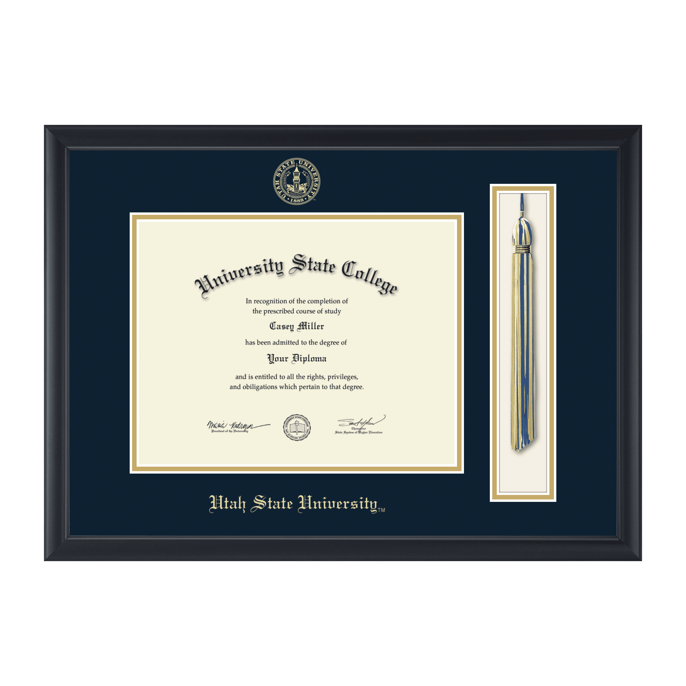 Framerly - USU Tassel Diploma Frame with Navy and Gold Mat - Walmart.com