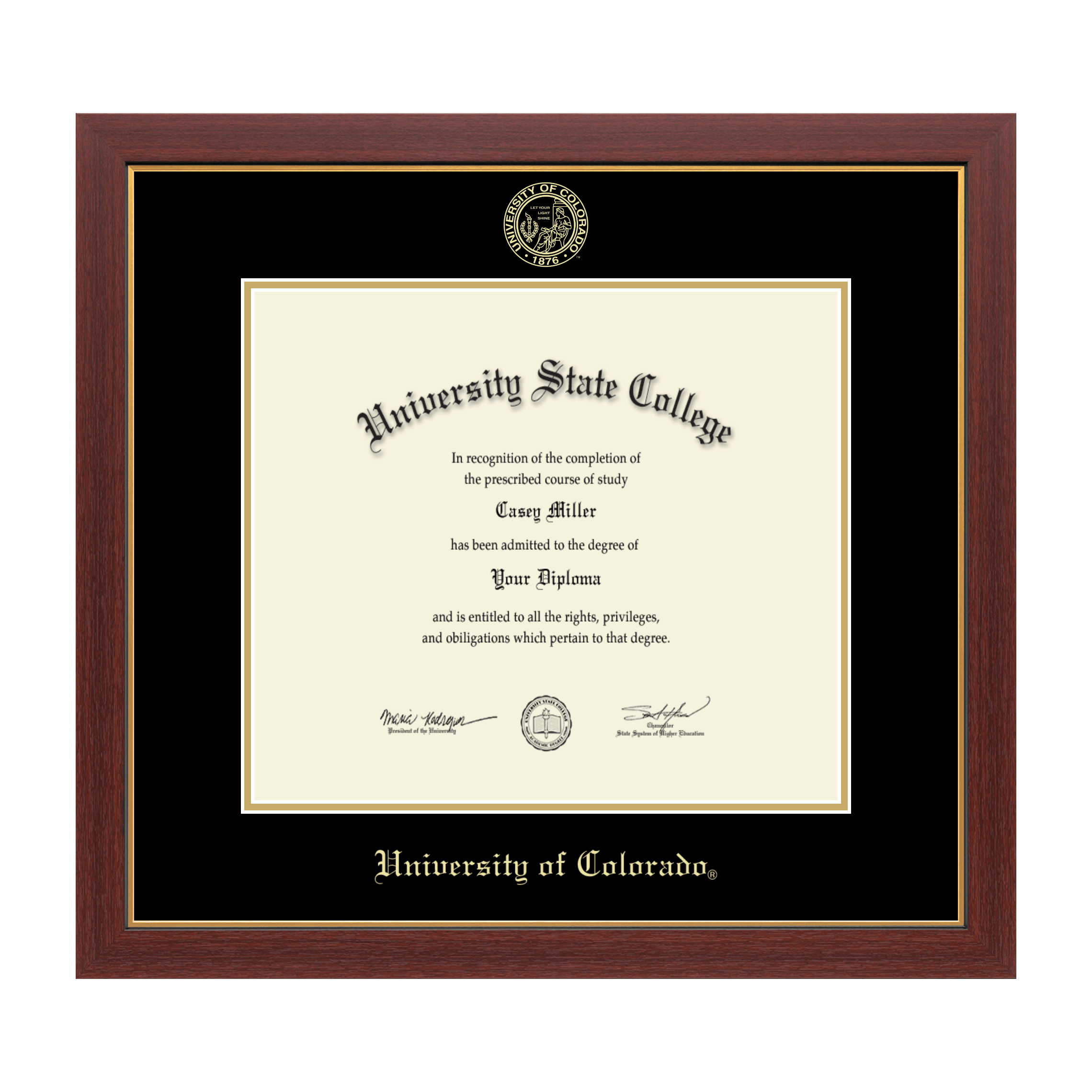 Framerly - CU Boulder Diploma Frame with Black and Gold Mat - Walmart.com
