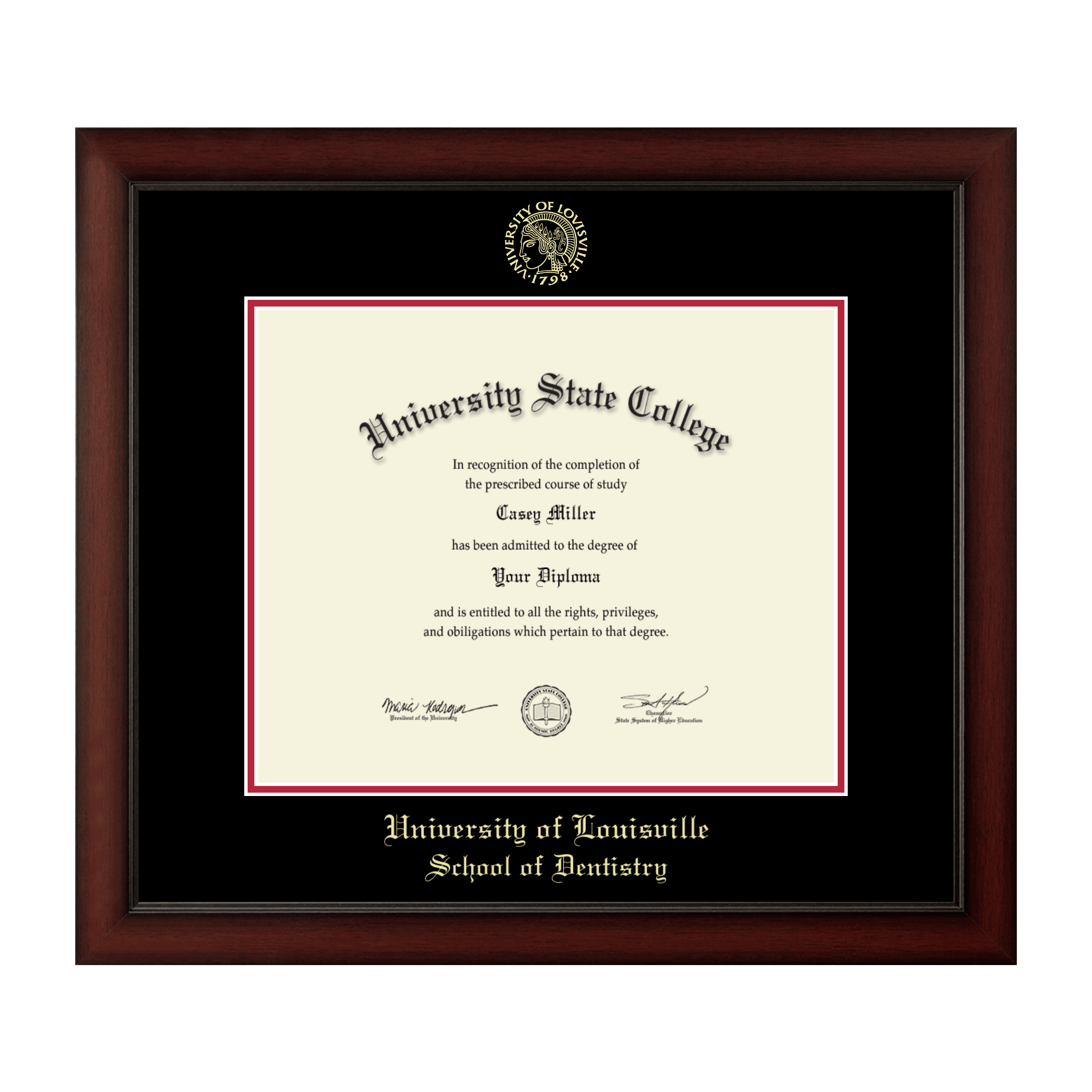 Framerly - Uofl Dentistry Diploma Frame with Black and Red Mat ...
