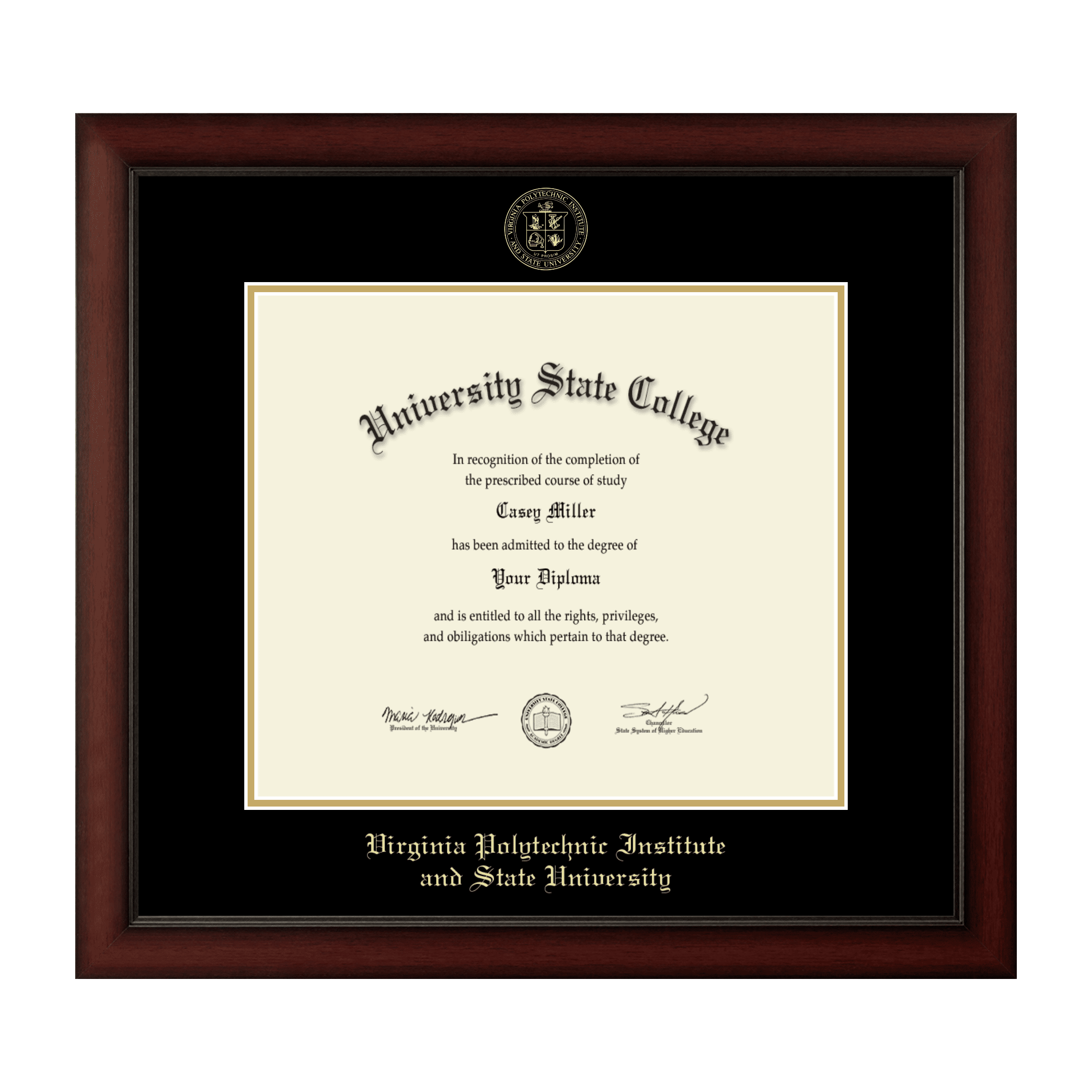 Framerly - VA Tech Diploma Frame with Black and Gold Mat - Walmart.com