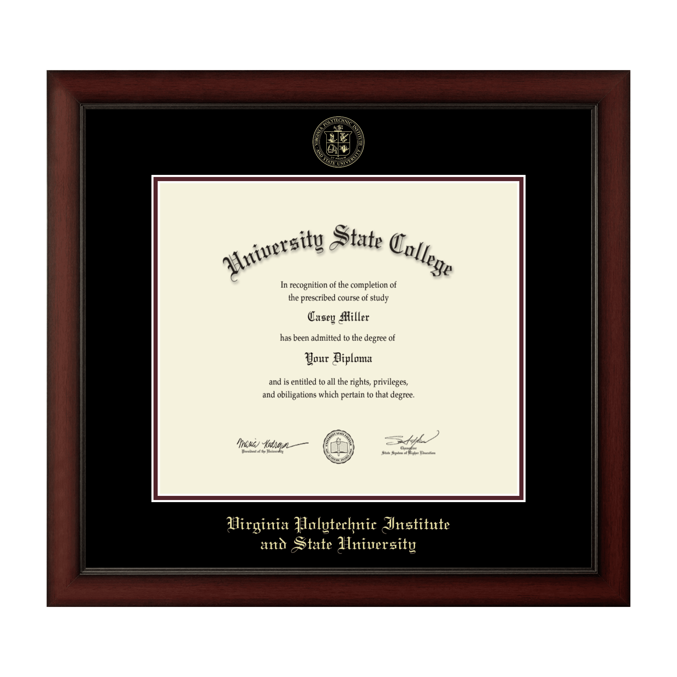 Framerly - VA Tech Diploma Frame with Black and Maroon Mat - Walmart.com