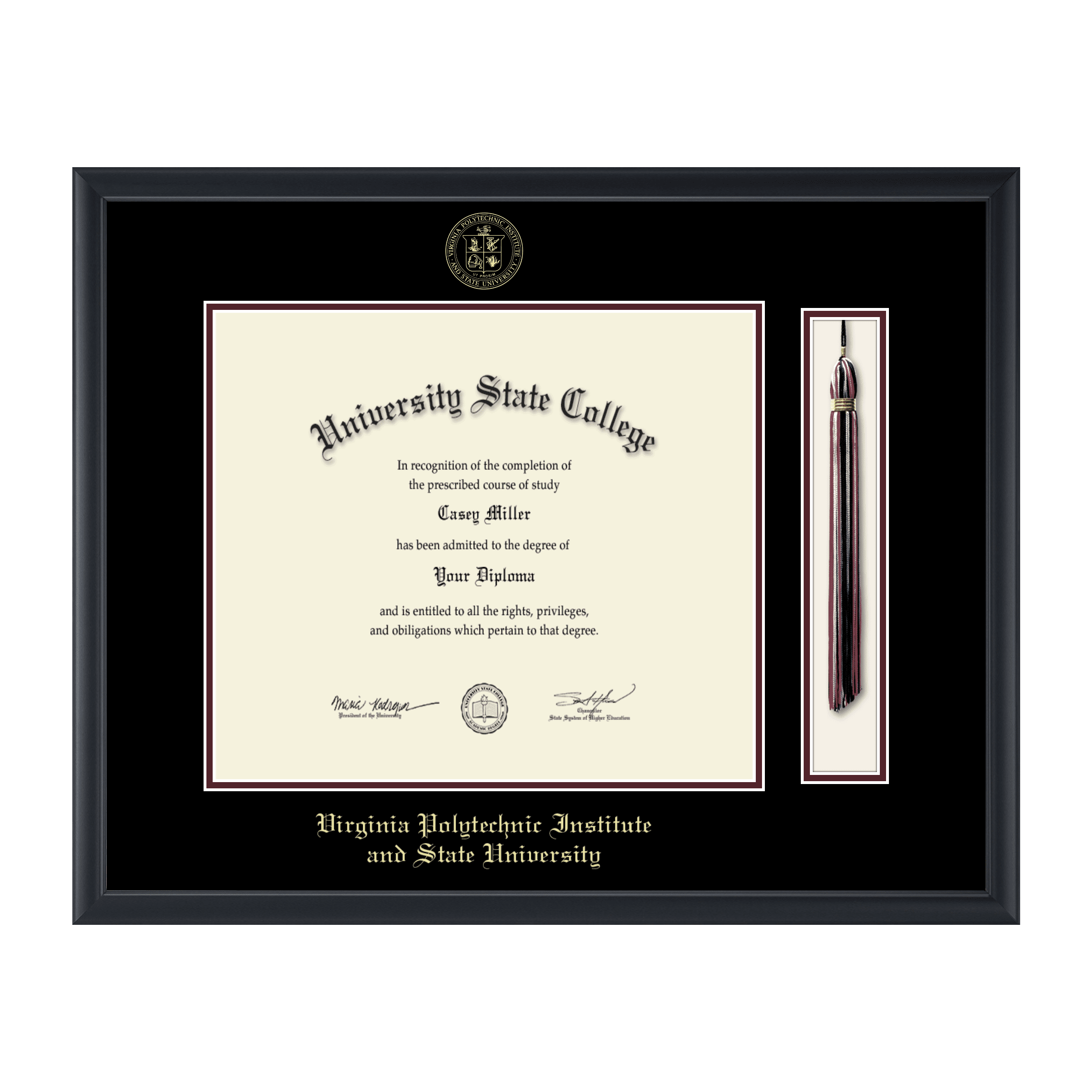 Framerly - VA Tech Tassel Diploma Frame with Black and Maroon Mat ...