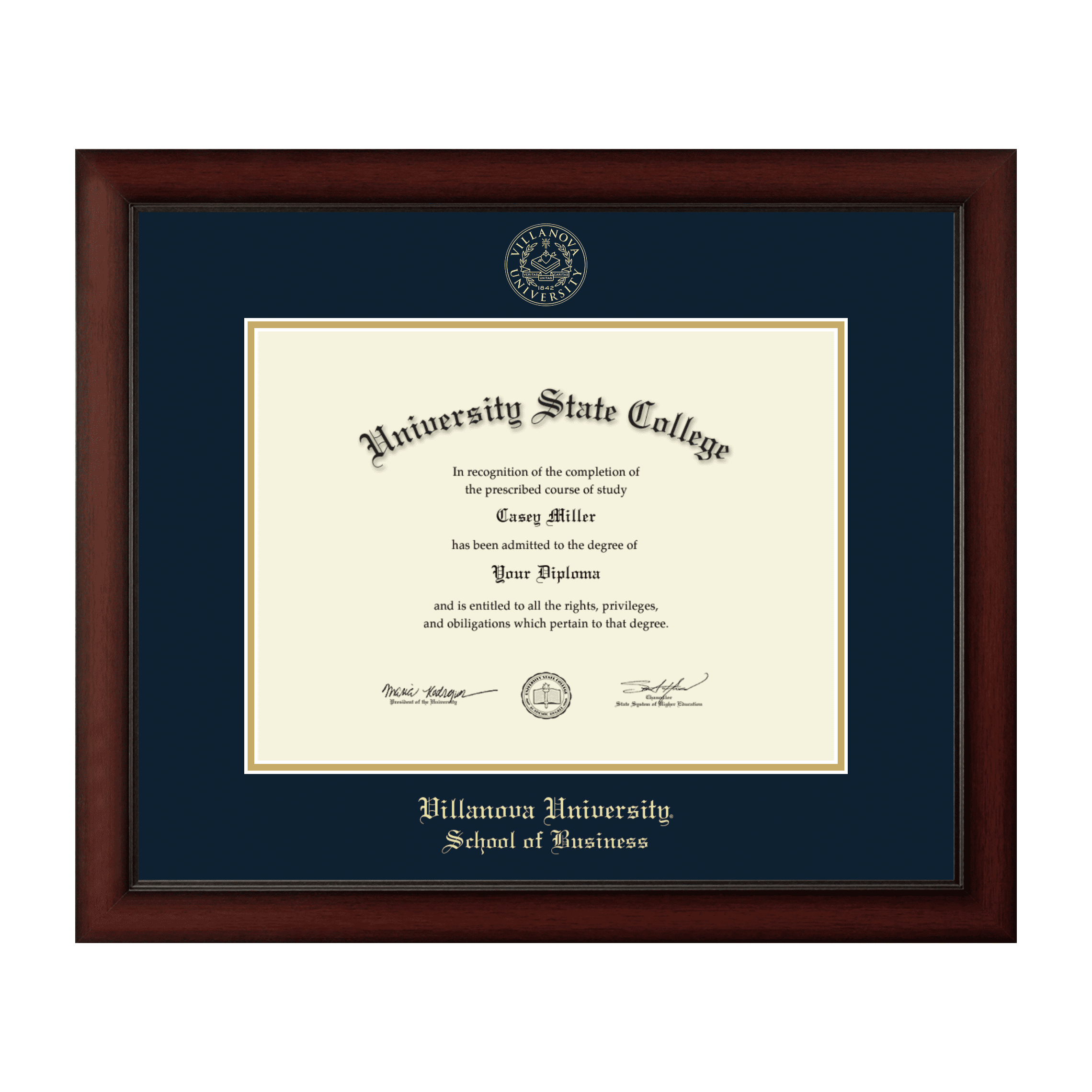 Framerly - Villanova Business Diploma Frame with Navy and Gold Mat ...