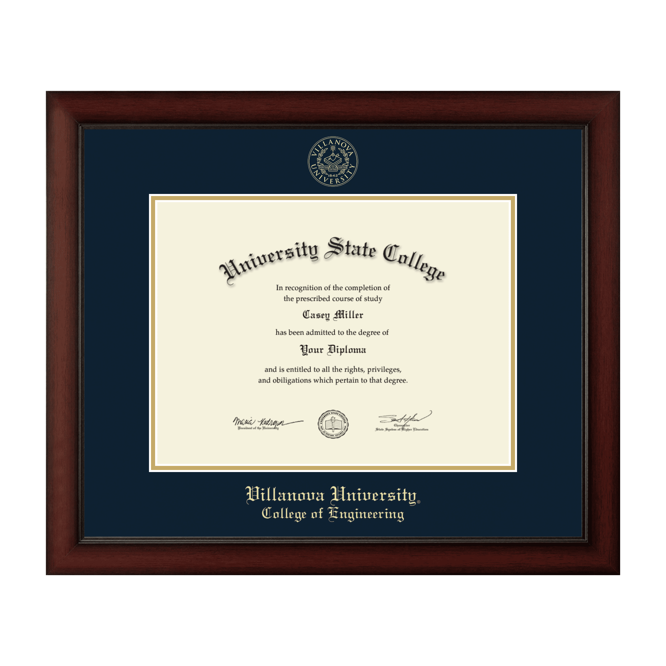 Framerly - Villanova Engineering Diploma Frame with Navy and Gold Mat ...