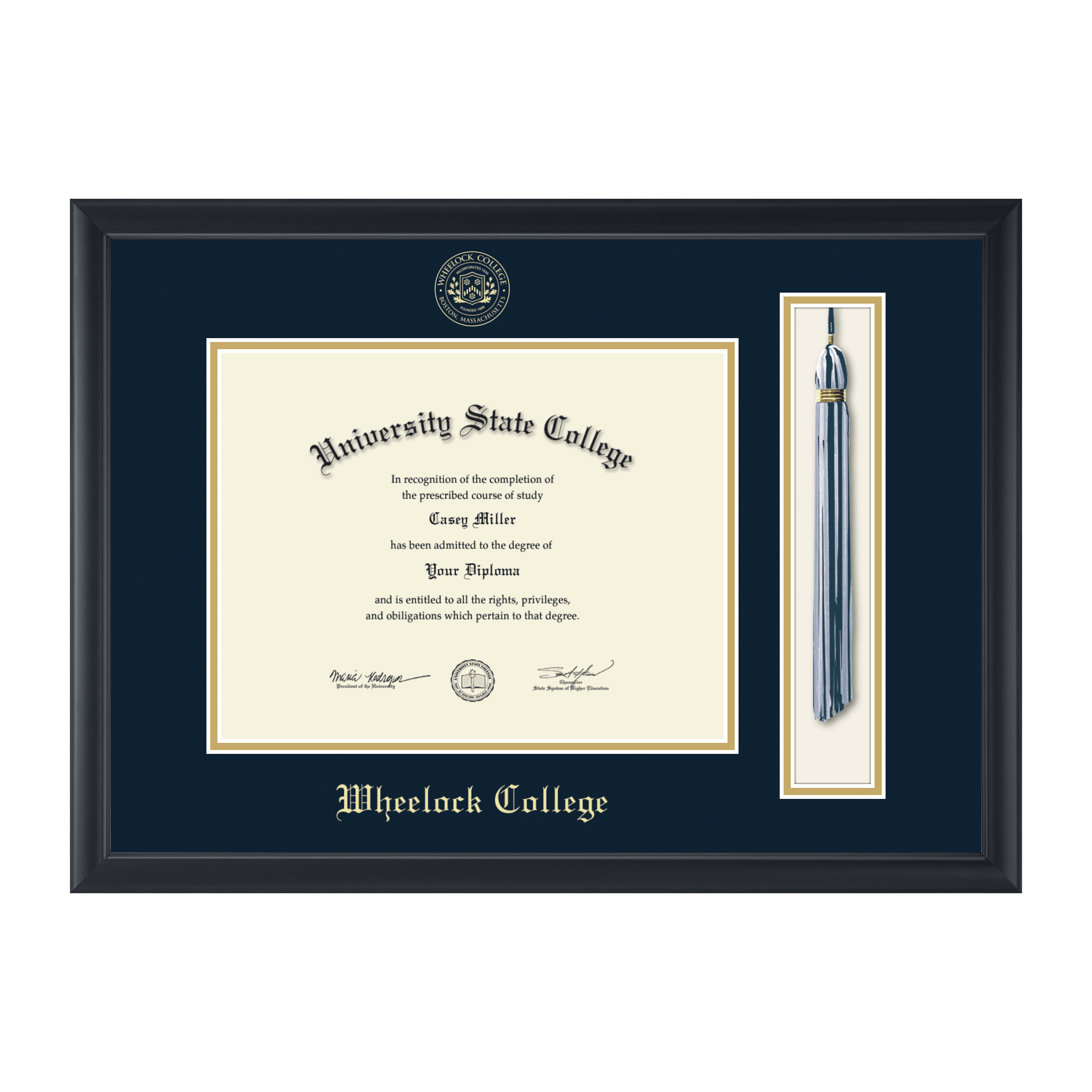 Framerly - Wheelock College Tassel Diploma Frame In Black Moulding ...