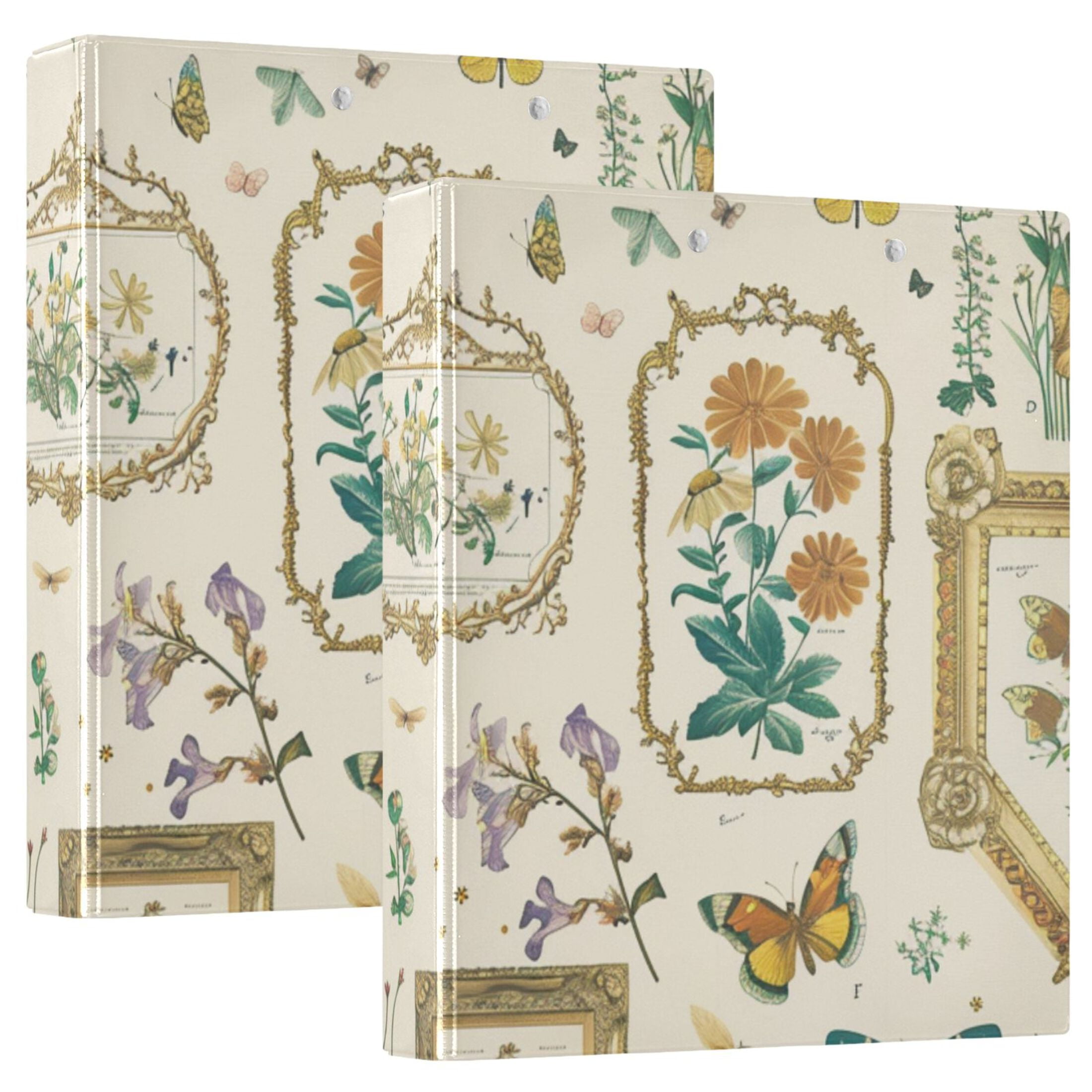Frames Flowers Butterflies Plants 3 Ring Binders 1.5 inch Hardcover ...