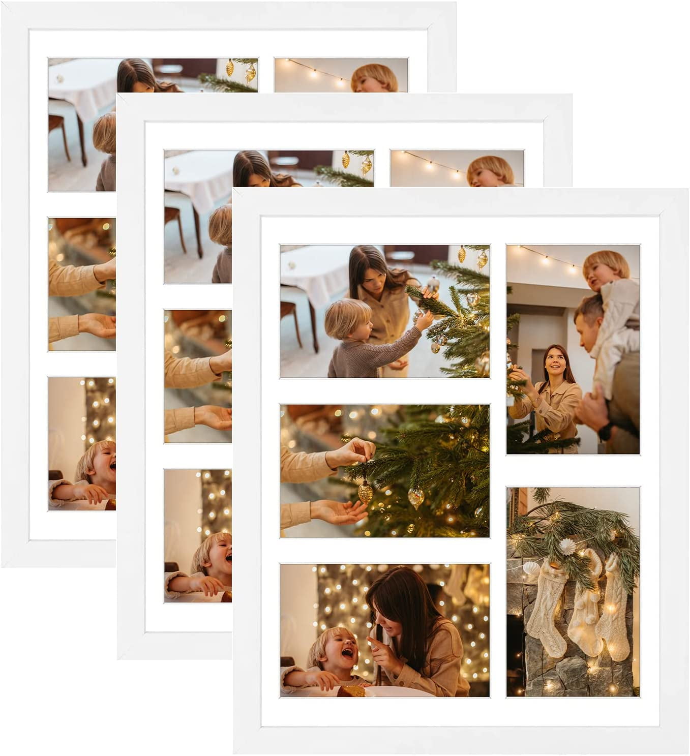 Frametory, 11x14 Picture Frame - Collage Multiple Photos, White Solid ...