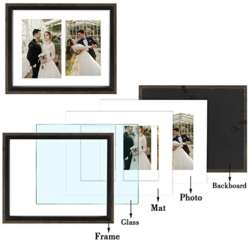 Frametory, 4x6 Double Picture Frame in Black and Walnut - 8x10 Collage ...