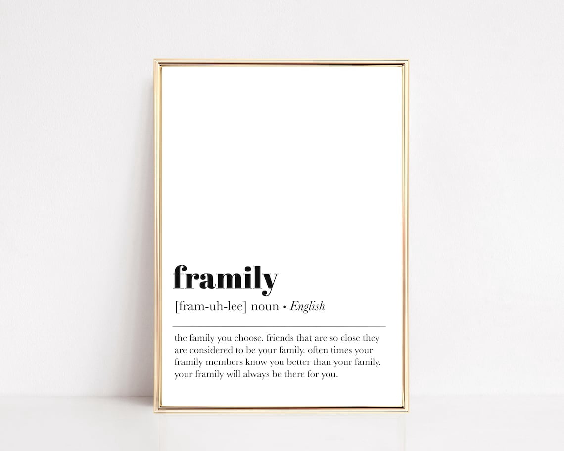 Framily Definition Minimalist Dictionary Style Wall Art, Stretched ...