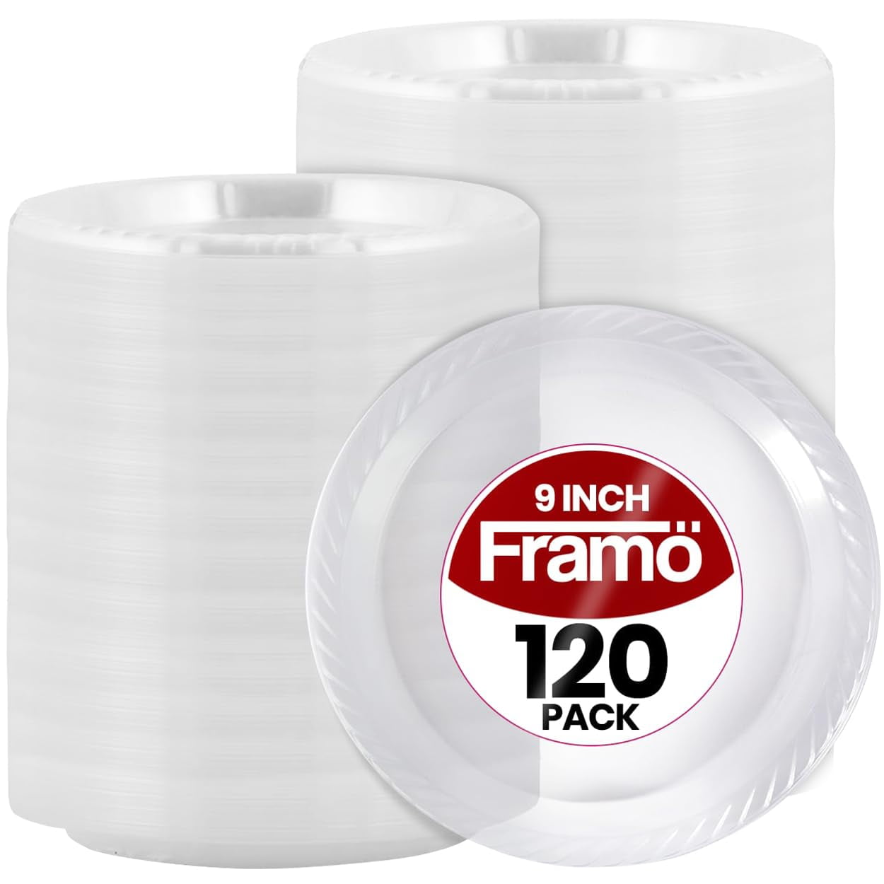 Framo 9 Inch Disposable Plastic Plates 120 Count, Clear Party Plates ...