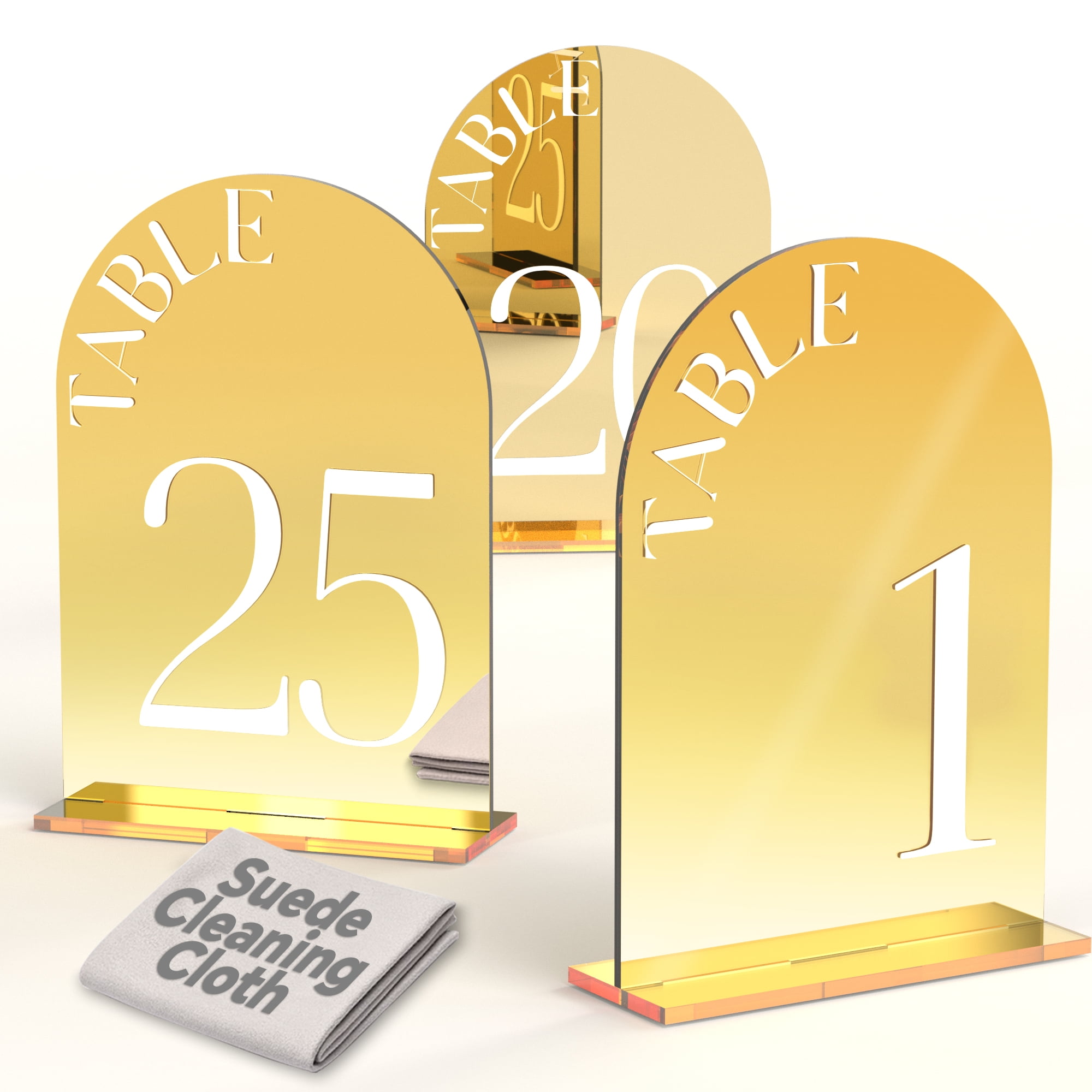 Framokoko Double-sided Letters 5"x7" Mirrored Arched Table Numbers 1-25 ...