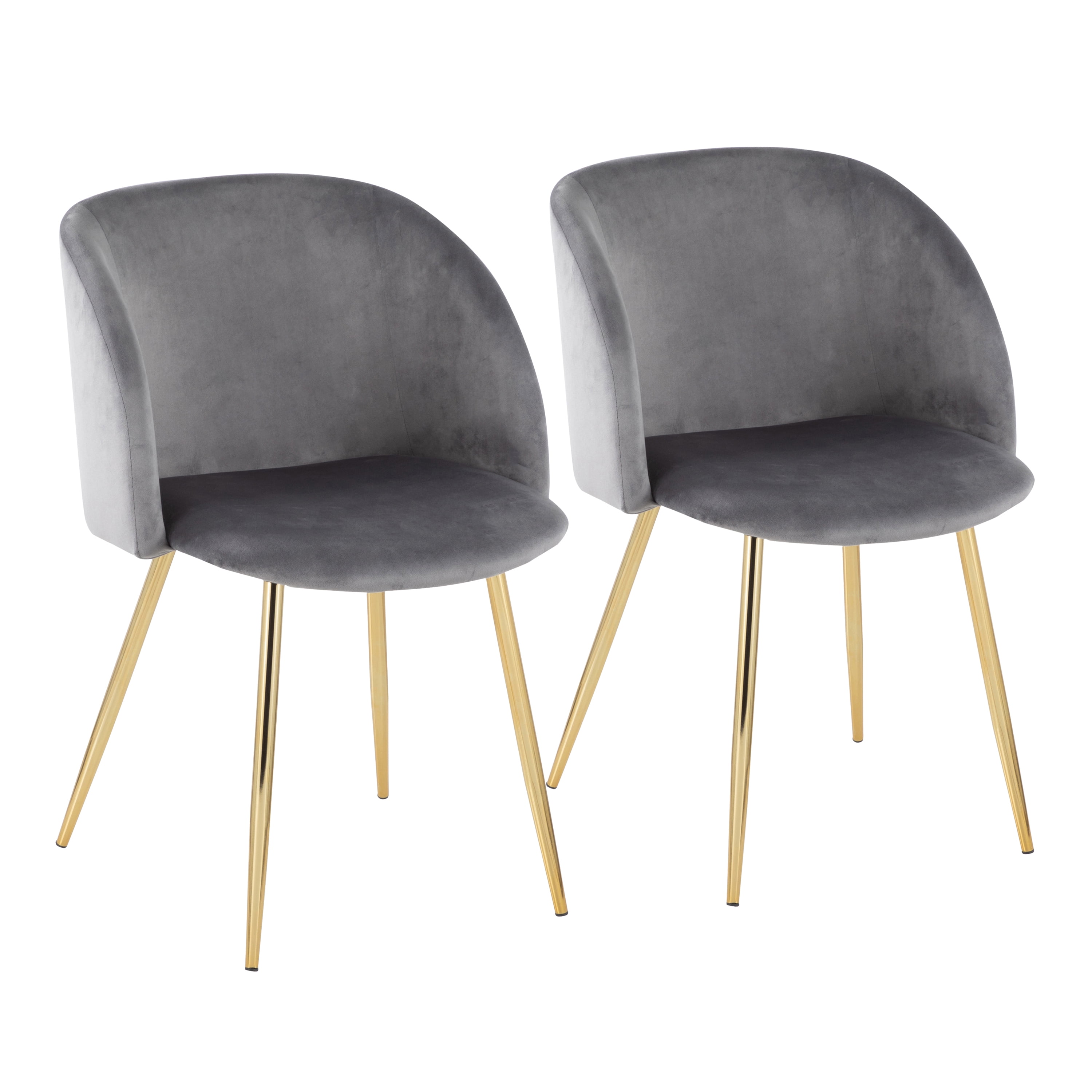 Fran Contemporary Chair in Gold Metal and Silver Velvet by - Set of 2 ...