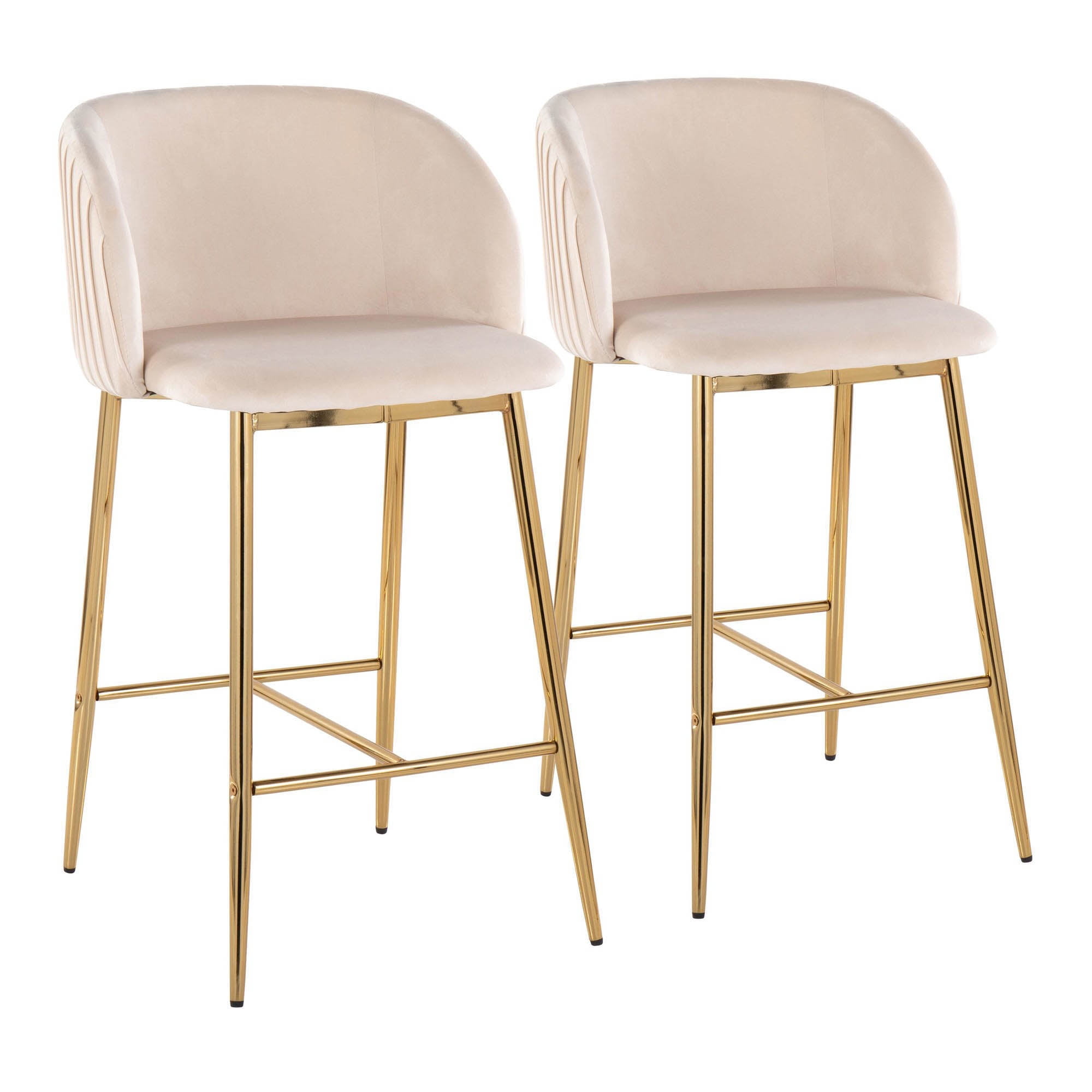 Fran Pleated Contemporary Glam Fixed-Height Counter Stool In Gold Metal ...